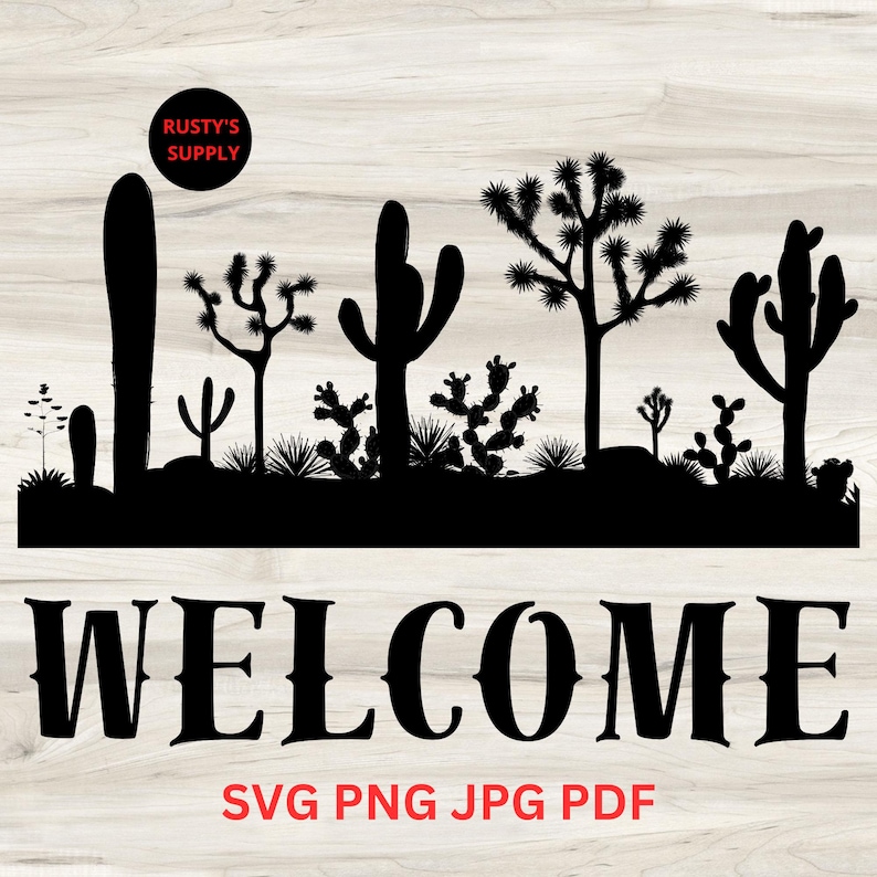 Welcome Cactus Scene SVG – Welcome Desert Scene SVG – Cactus Scene ...