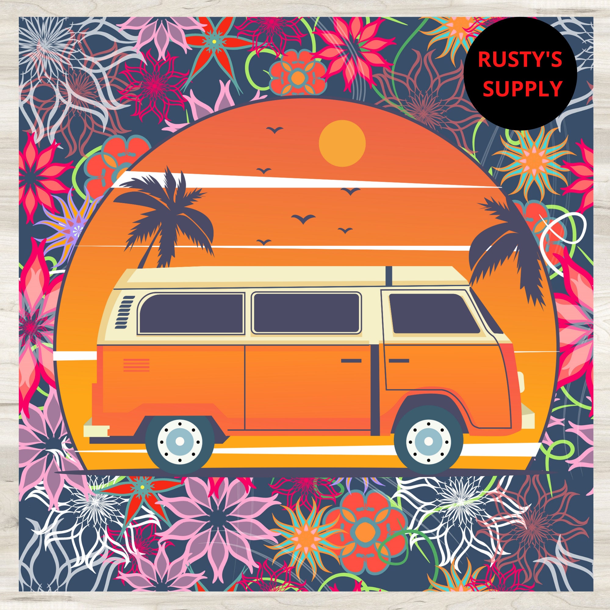 Floral Beach Bus SVG – Floral Beach Bus PNG - Beach SVG - Beach ...