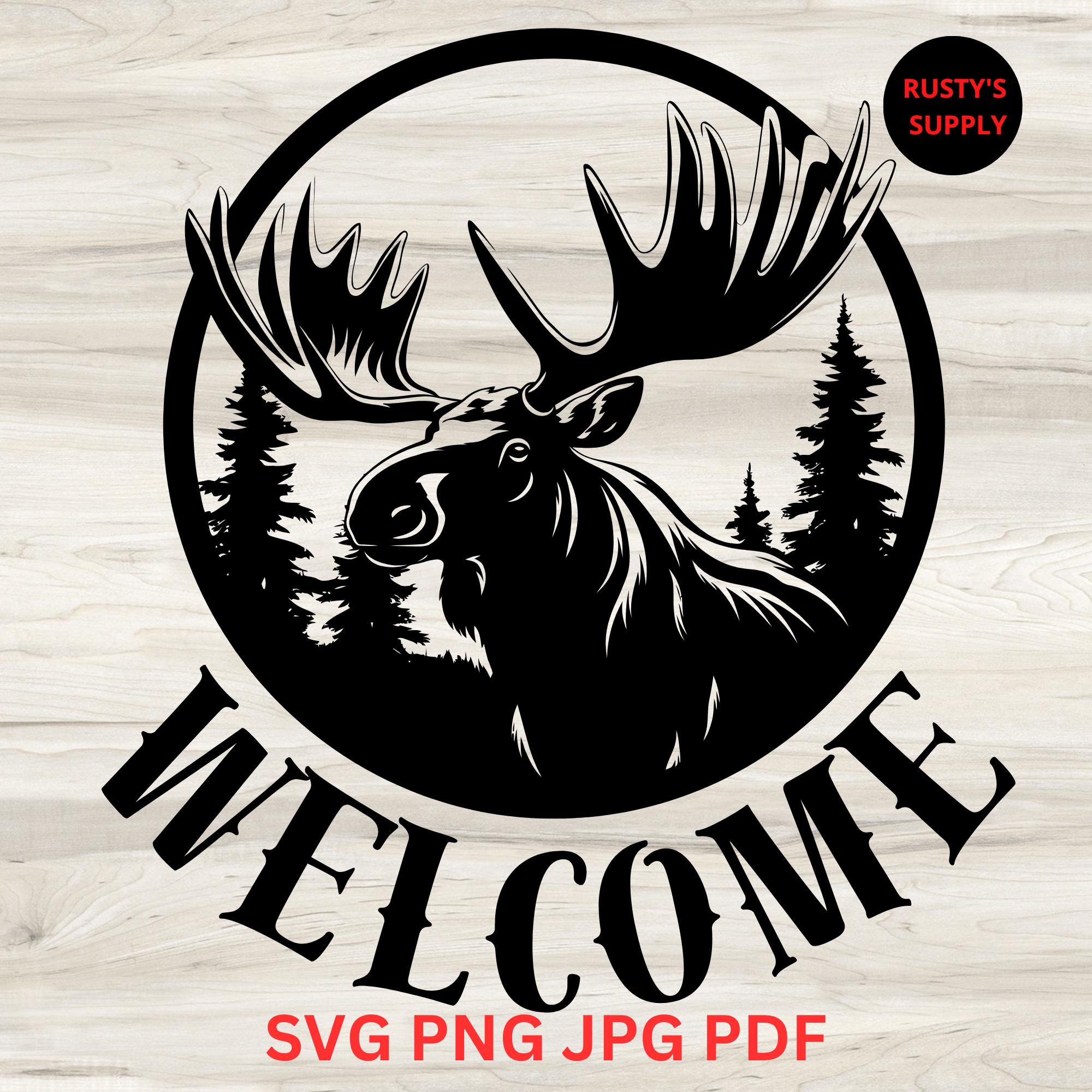 Welcome Moose Scene SVG – Moose and Tree Scene SVG – Moose Scene ...