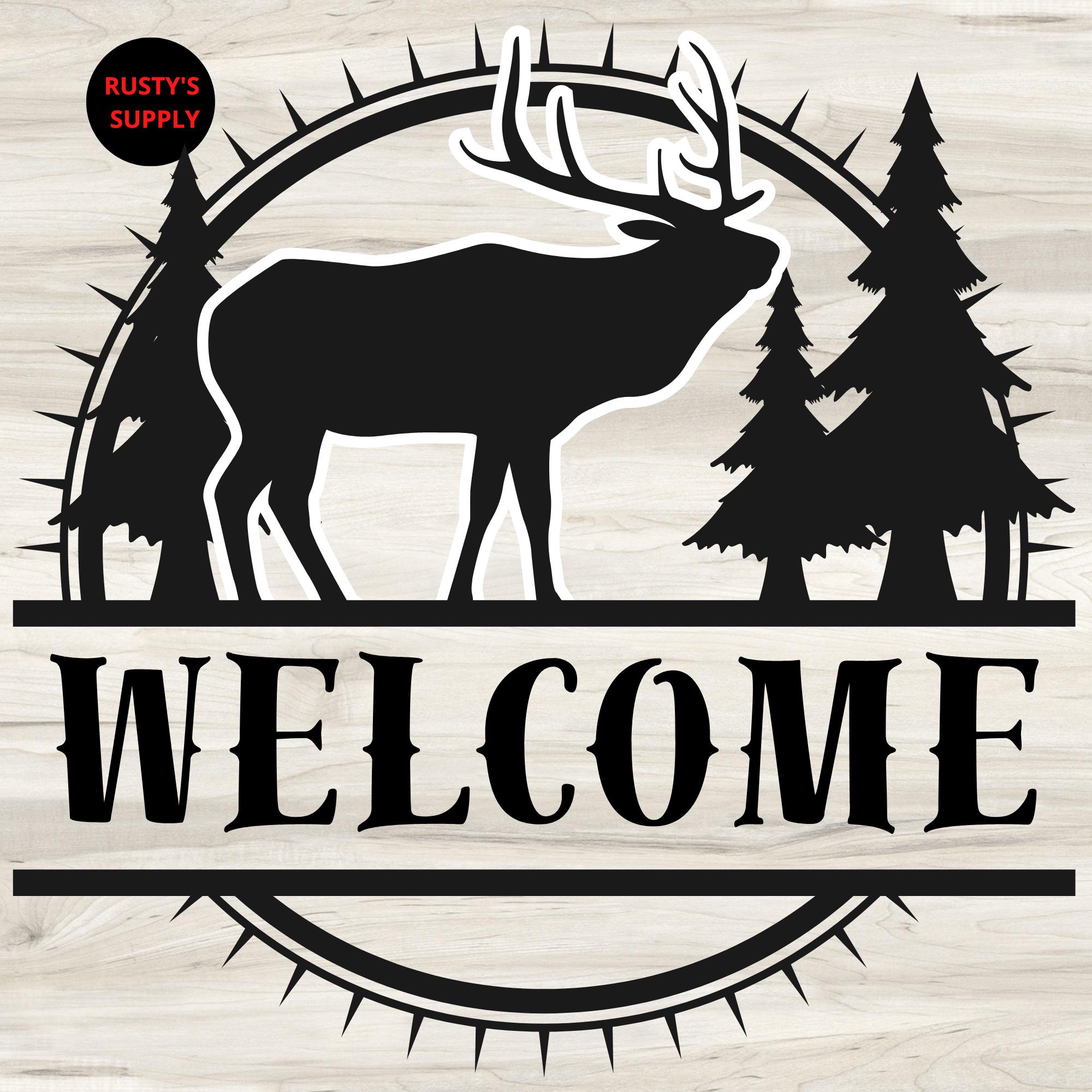 Welcome Elk Scene SVG – Elk and Tree Scene SVG – Elk Scene Silhouette ...