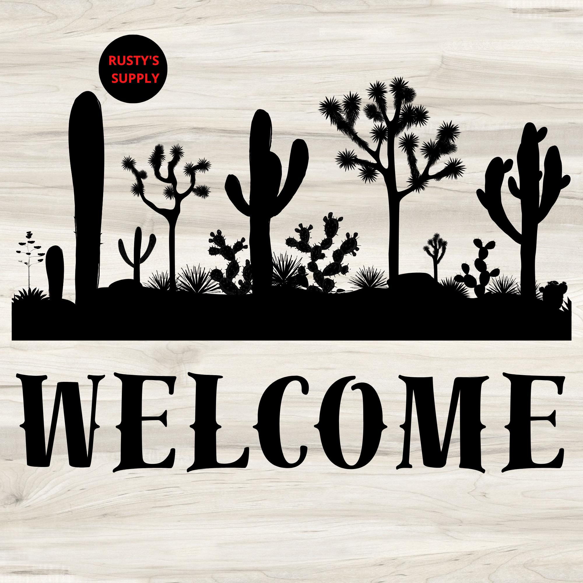 Welcome Cactus Scene SVG – Welcome Desert Scene SVG – Cactus Scene ...