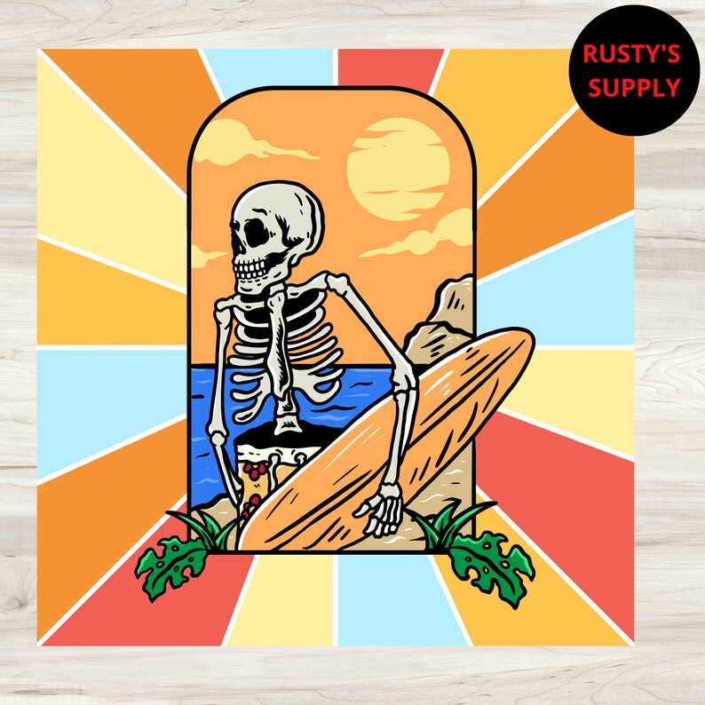 Surf Skeleton SVG – Surf Skeleton PNG - Beach SVG - Beach Sublimation ...