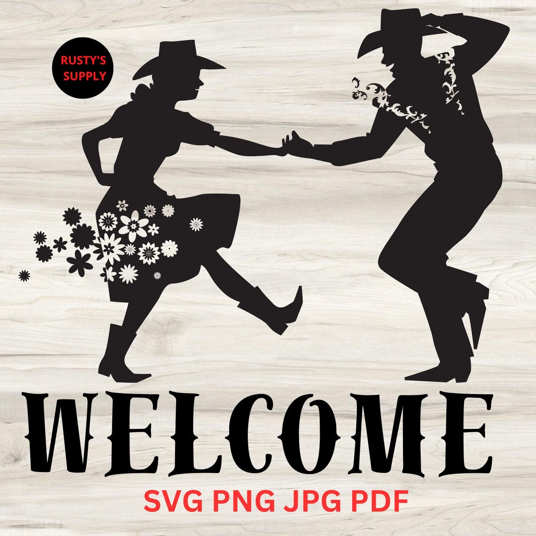 Welcome Cowboy SVG – Cowboy and Cowgirl Dancing Design – Welcome Cowboy ...