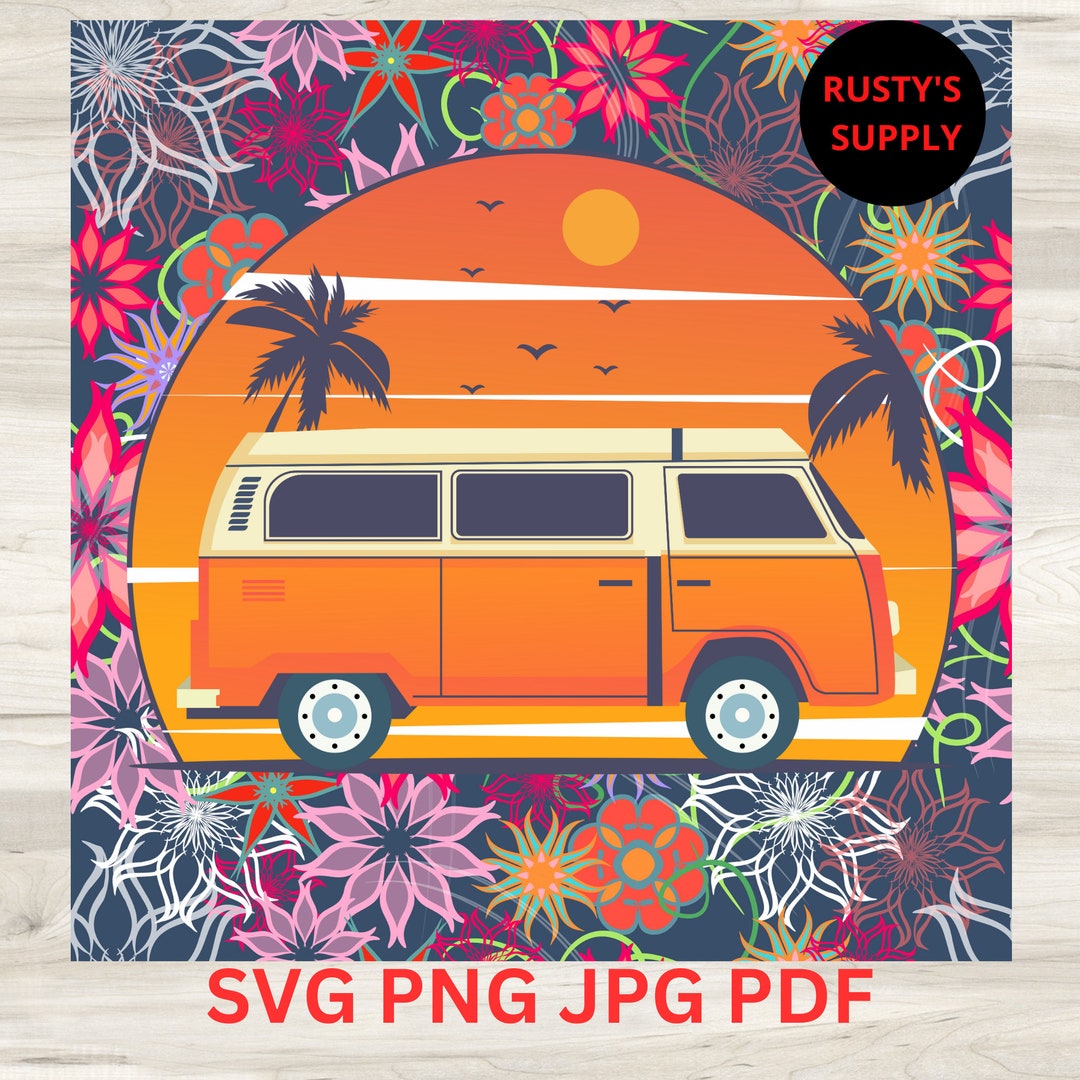 Floral Beach Bus SVG – Floral Beach Bus PNG - Beach SVG - Beach ...