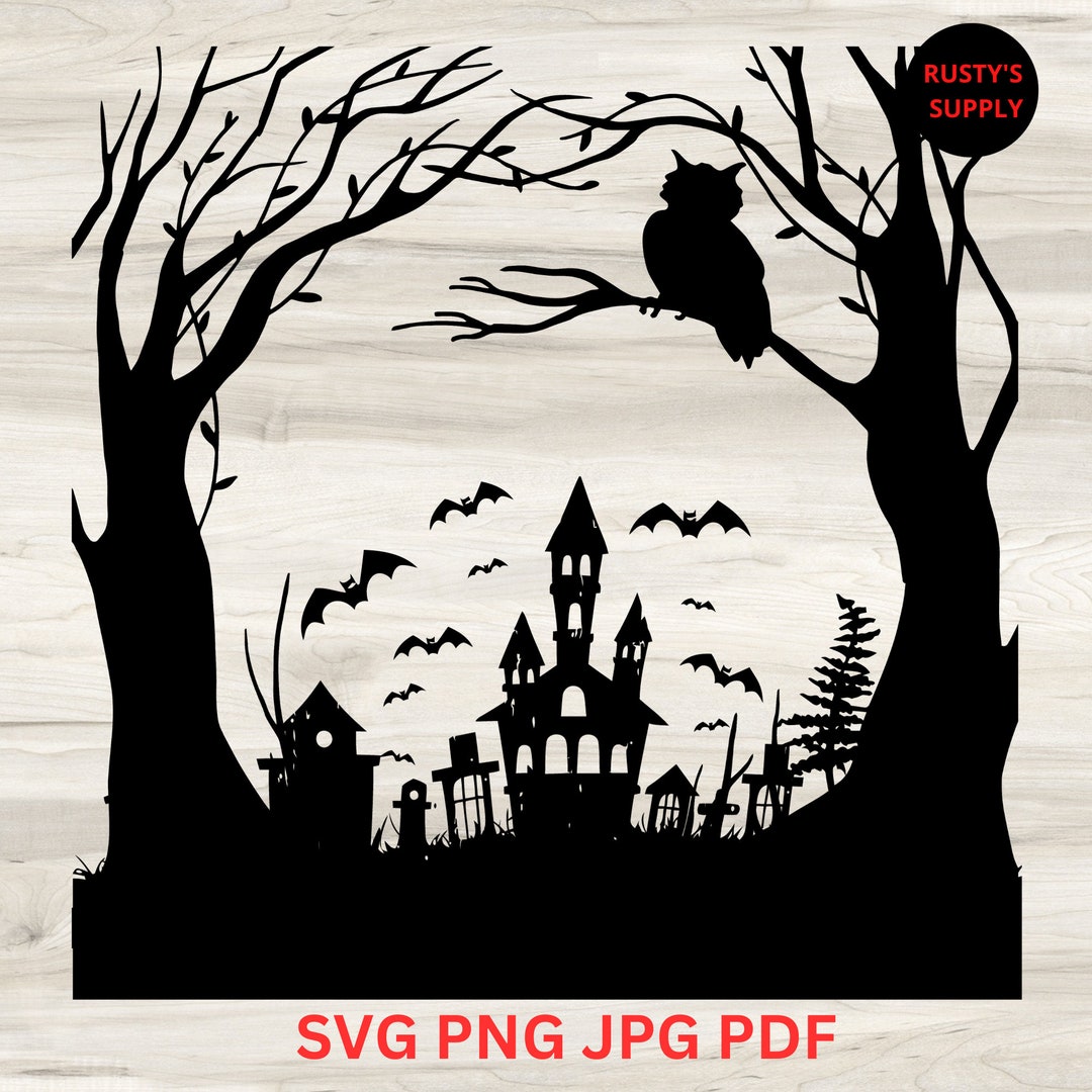 Halloween SVG - Halloween PNG - Spooky SVG - Spooky Scene Svg - Horror ...