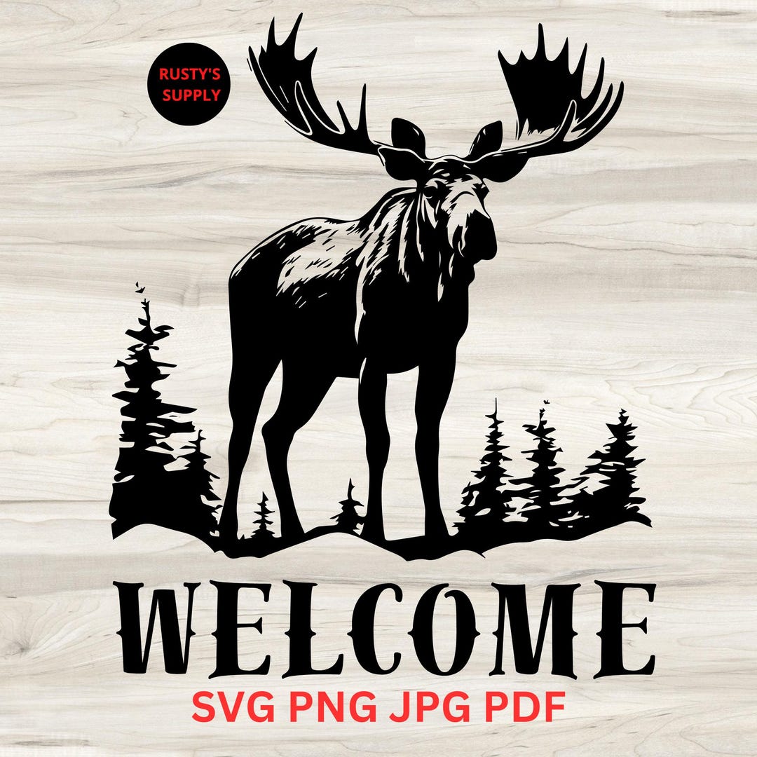Welcome Moose Scene SVG – Moose and Tree Scene SVG – Moose Scene ...