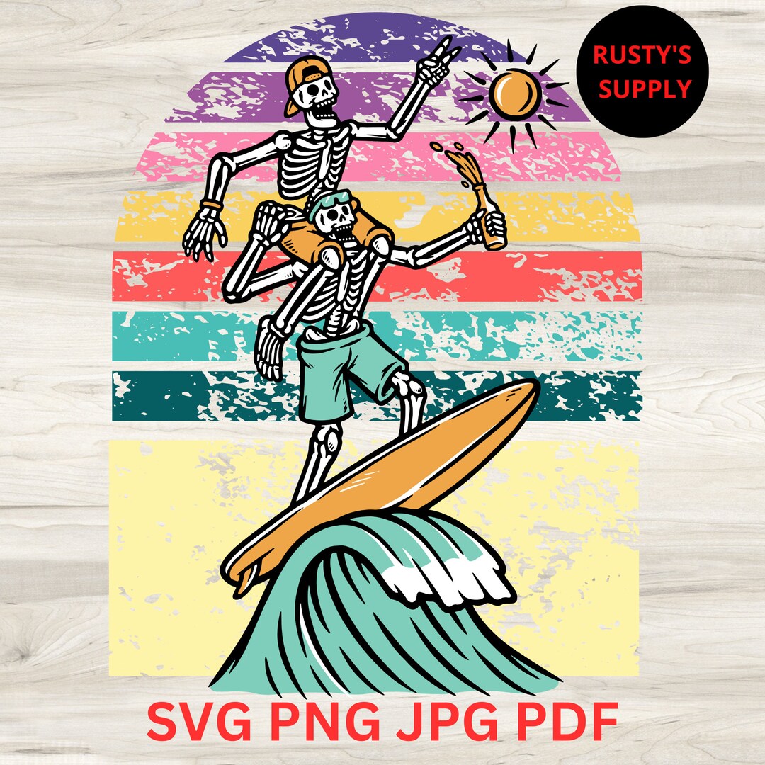 Surf Skeletons SVG – Surf Skeletons PNG - Beach SVG - Beach Sublimation ...