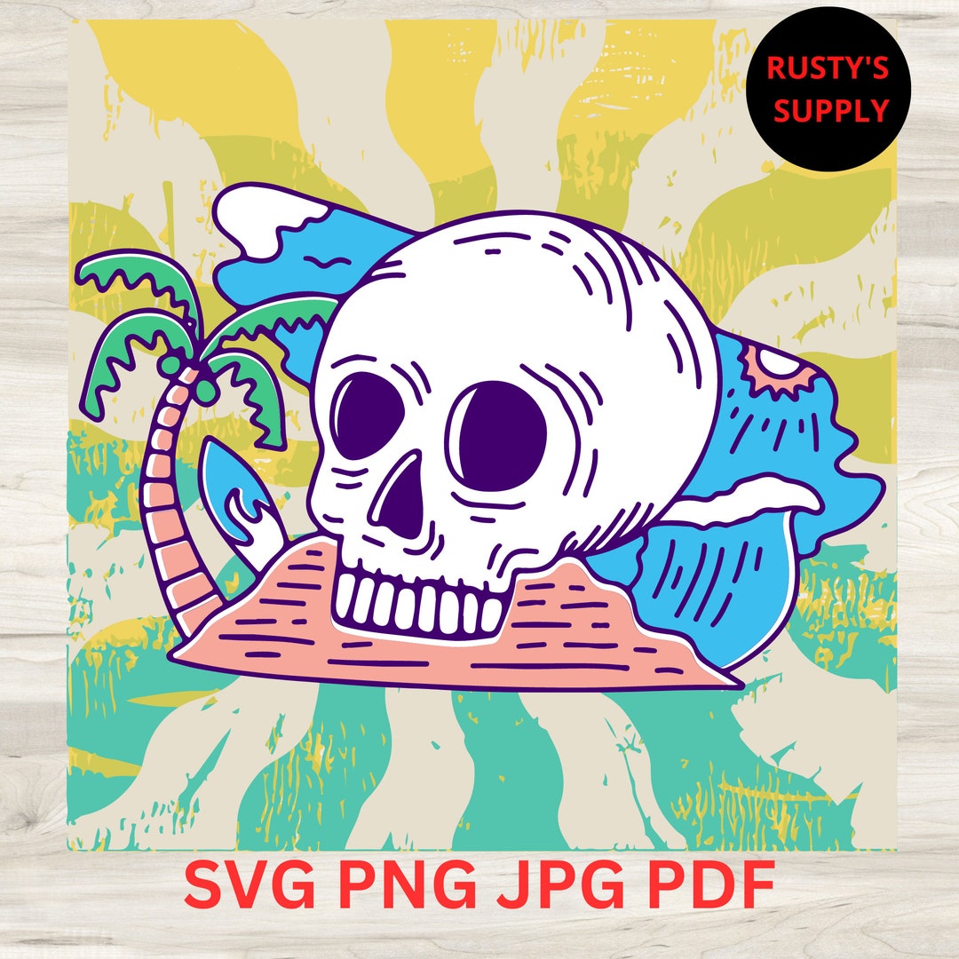Beach Skull SVG – Beach Skull PNG - Beach SVG - Beach Sublimation ...