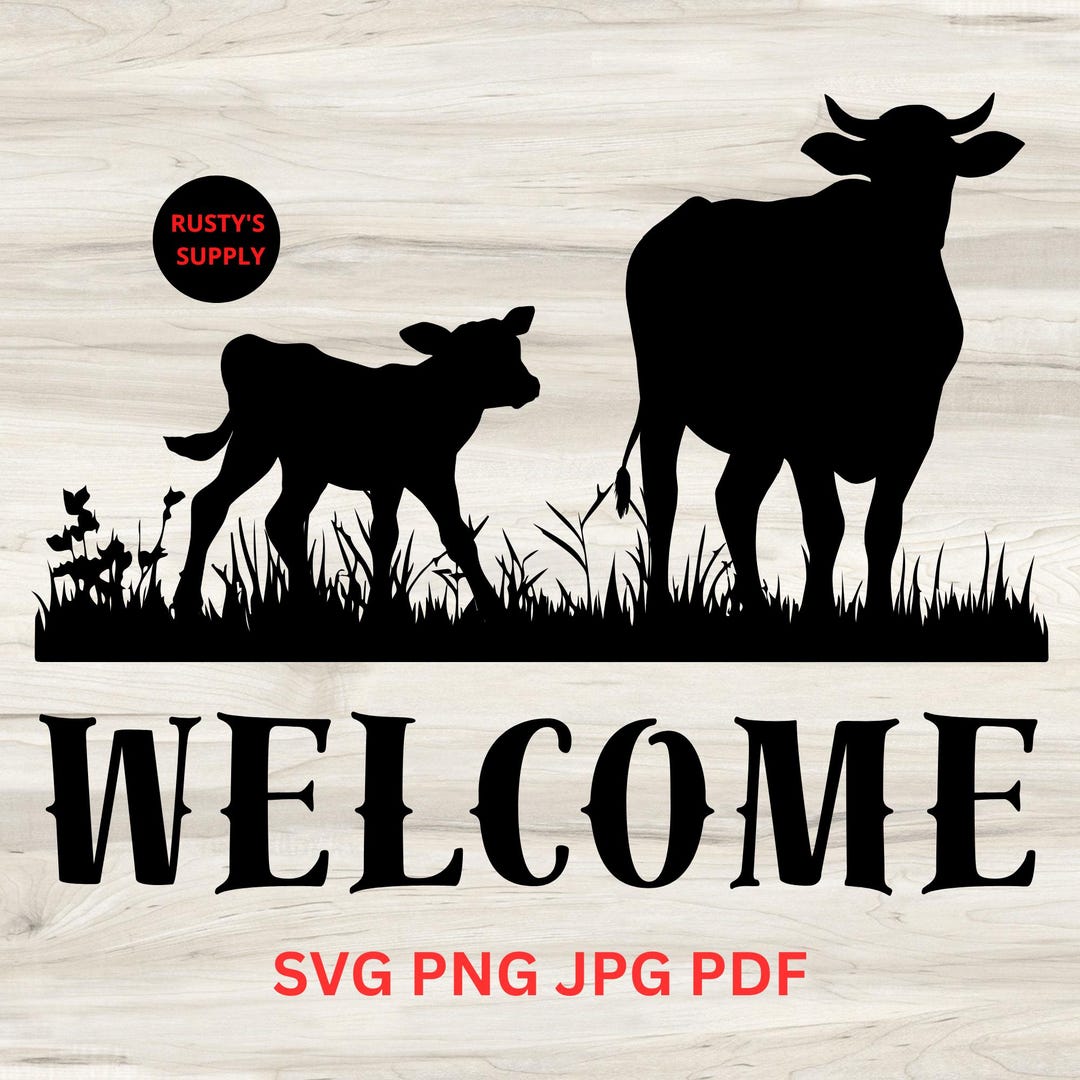 Welcome Cows Scene SVG – Welcome Cows Design – Cow Silhouette Design ...