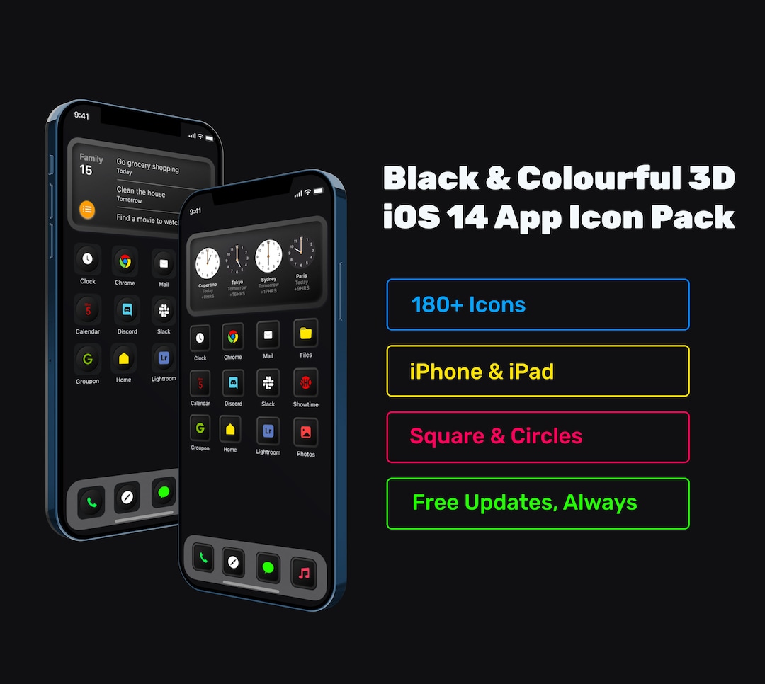 3D Black and Colourful Ios 16 App Icons, Iphones & Ipads, 3D App Icons ...
