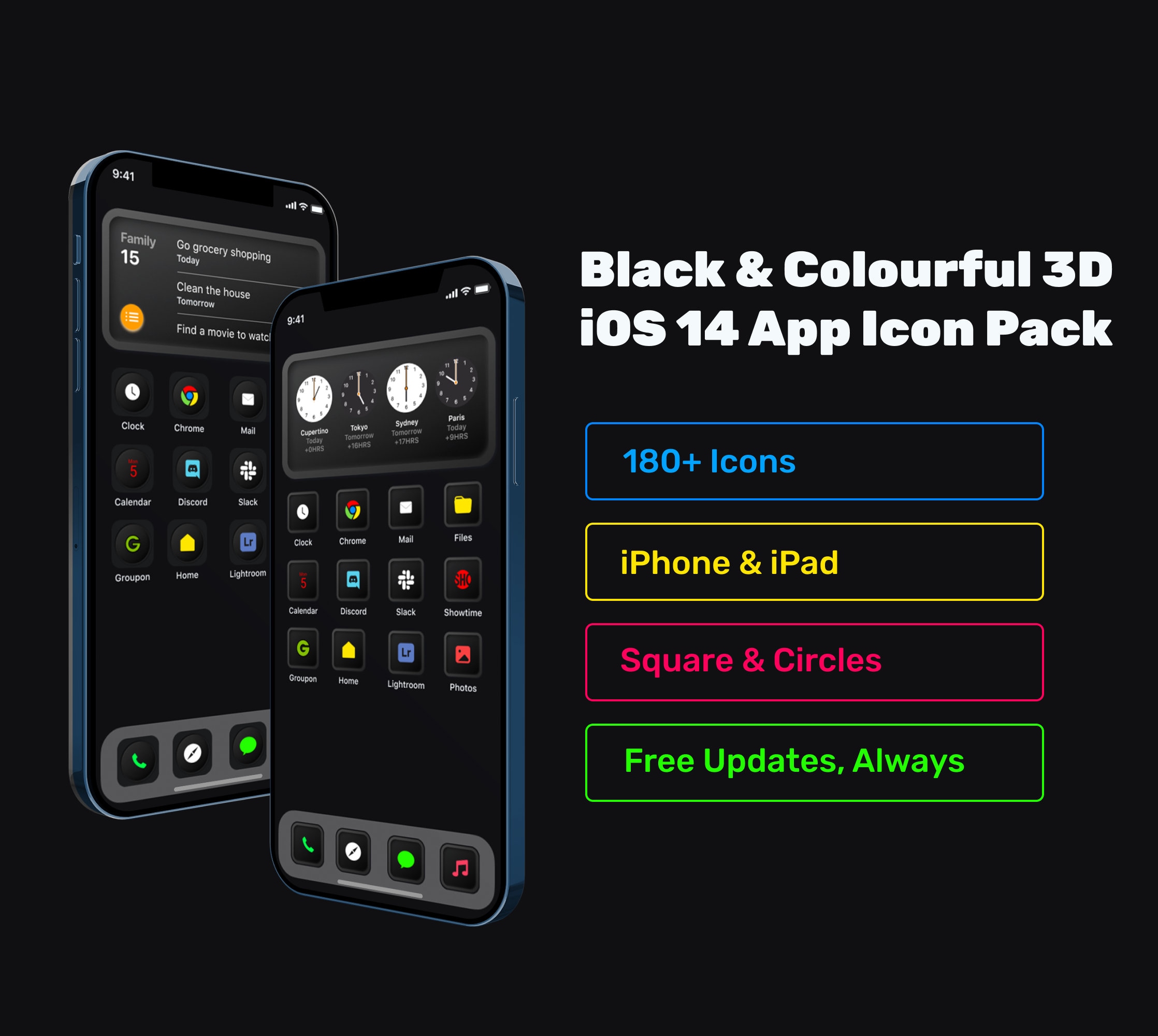 3D Black and Colourful Ios 16 App Icons, Iphones & Ipads, 3D App Icons ...