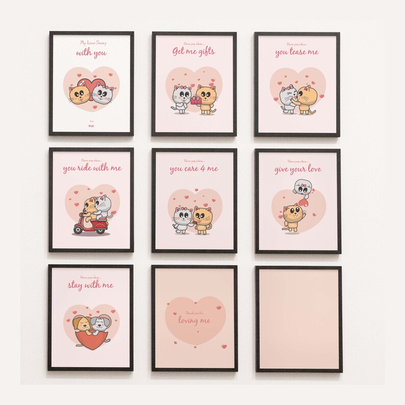 Cute Cats Printable Artwork | Cat Illustration Card | Cute Cat Stickers ...