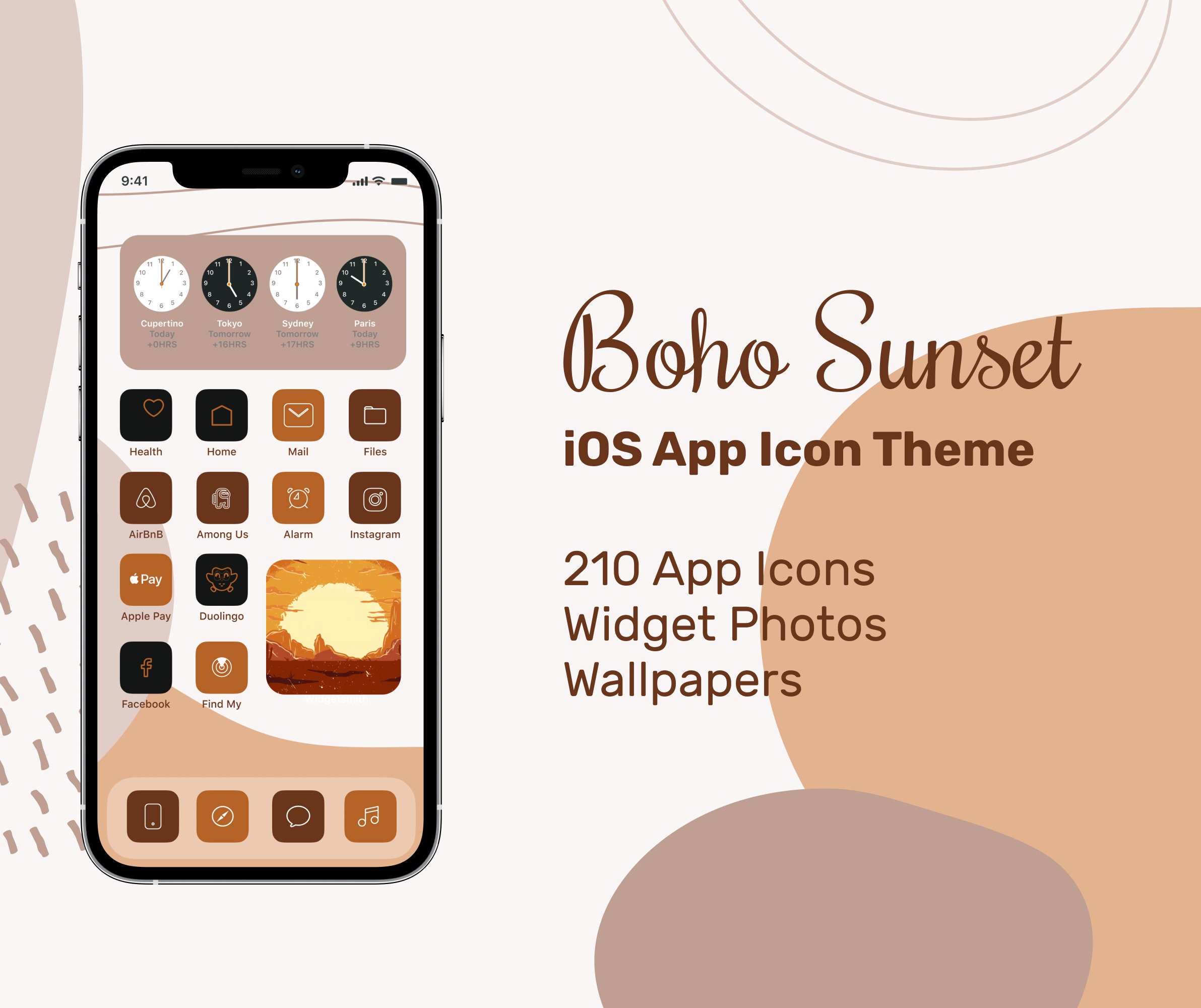 Boho Abstrakte iOS 16 App Icons mit Widgets und Wallpapers, iPhone App ...