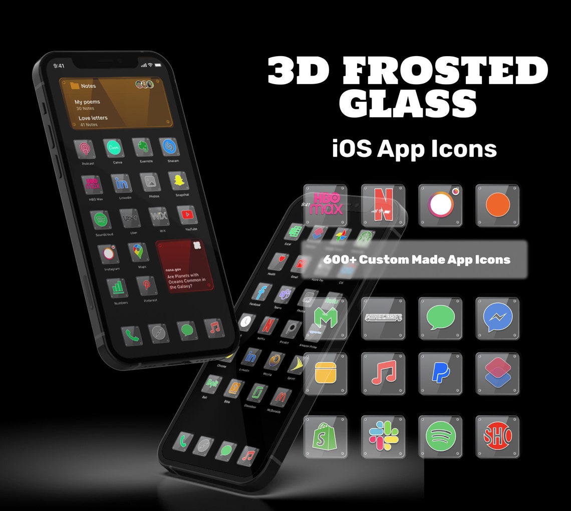 Stylish 3D Frosted Glass App Icons for Ios 16, Stylish Ios 16 Icons ...