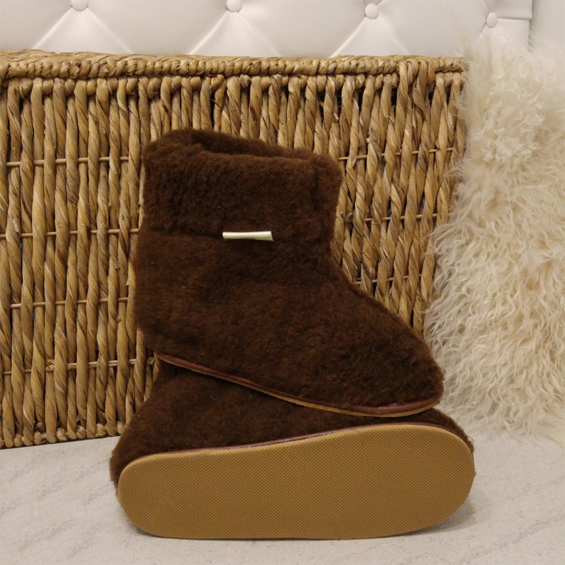 100% Natural Sheep Wool Boots Cozy Foot Slippers With Hard - Etsy UK