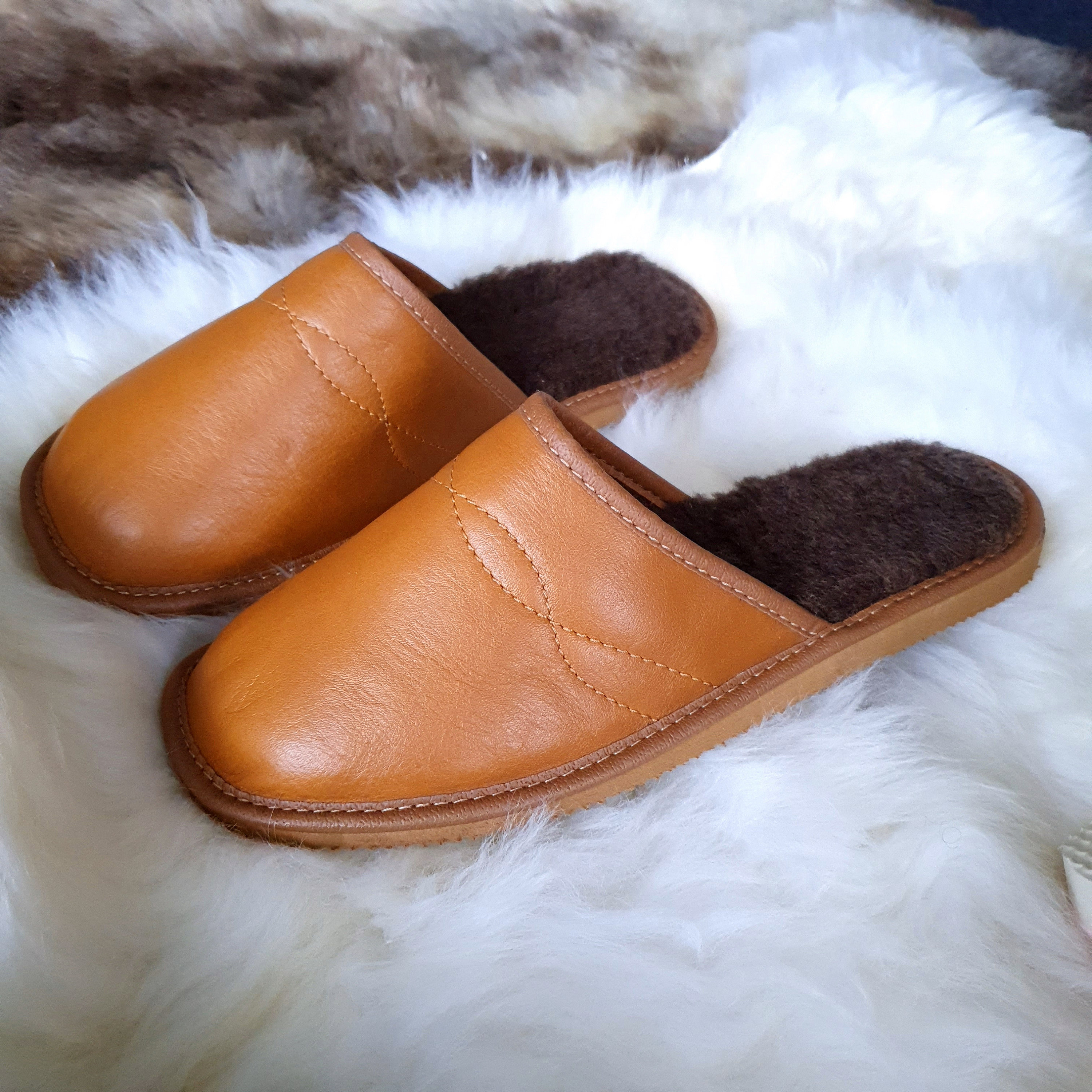 Men's Deluxe Handmade MULE Slippers Real Genuine Leather or Natural ...
