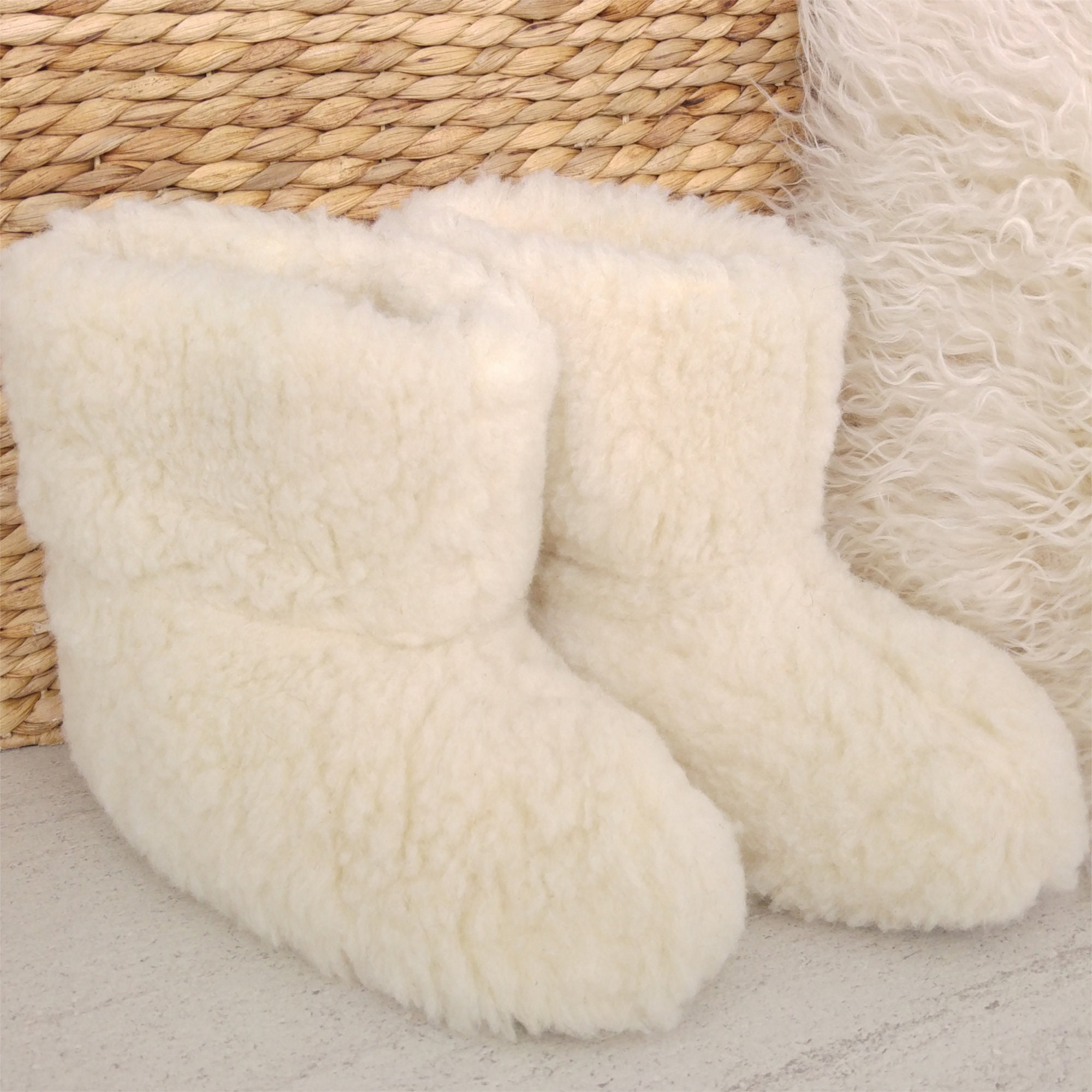 Wool Boot Slippers: Unisex Sheepskin Cozy Footwear - Etsy UK