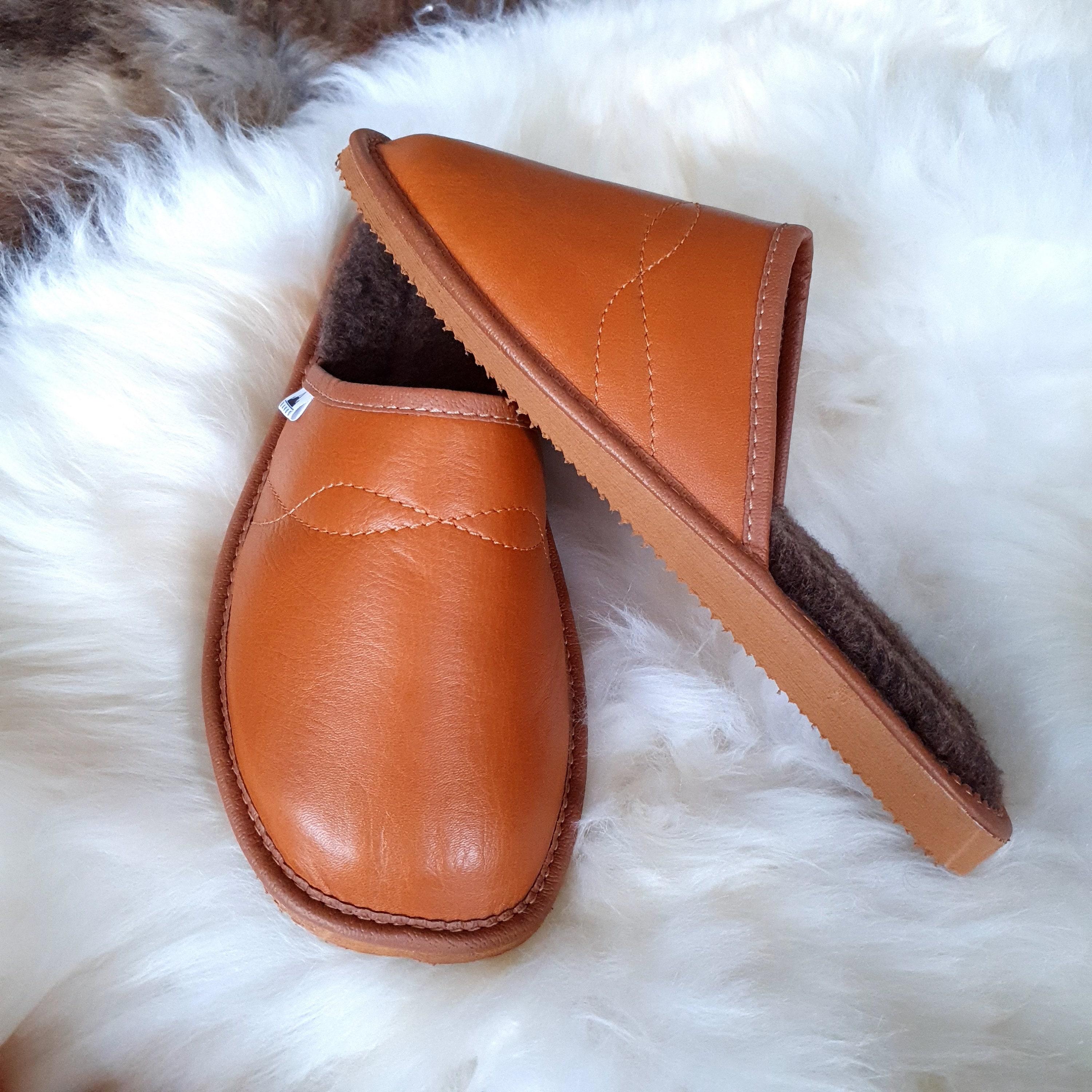 Men's Deluxe Handmade MULE Slippers Real Genuine Leather or Natural ...