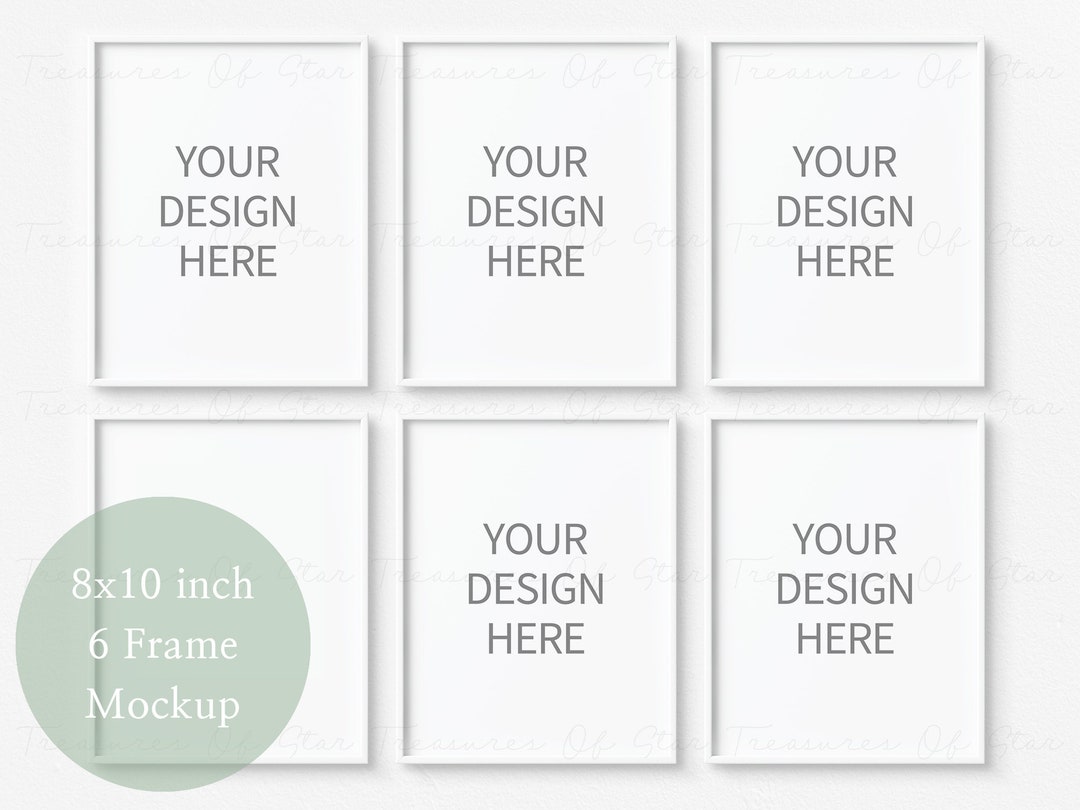 6 Frames Mockup, Simple Frame Mockup, White Frame Mockup, Wall Art ...