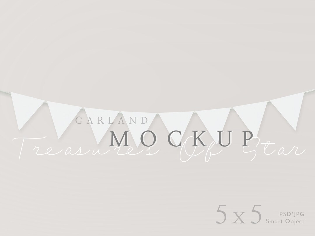 Flag Banner Mockup, Garland Mockup, Hanging Card Mockup, Bunting Mockup ...