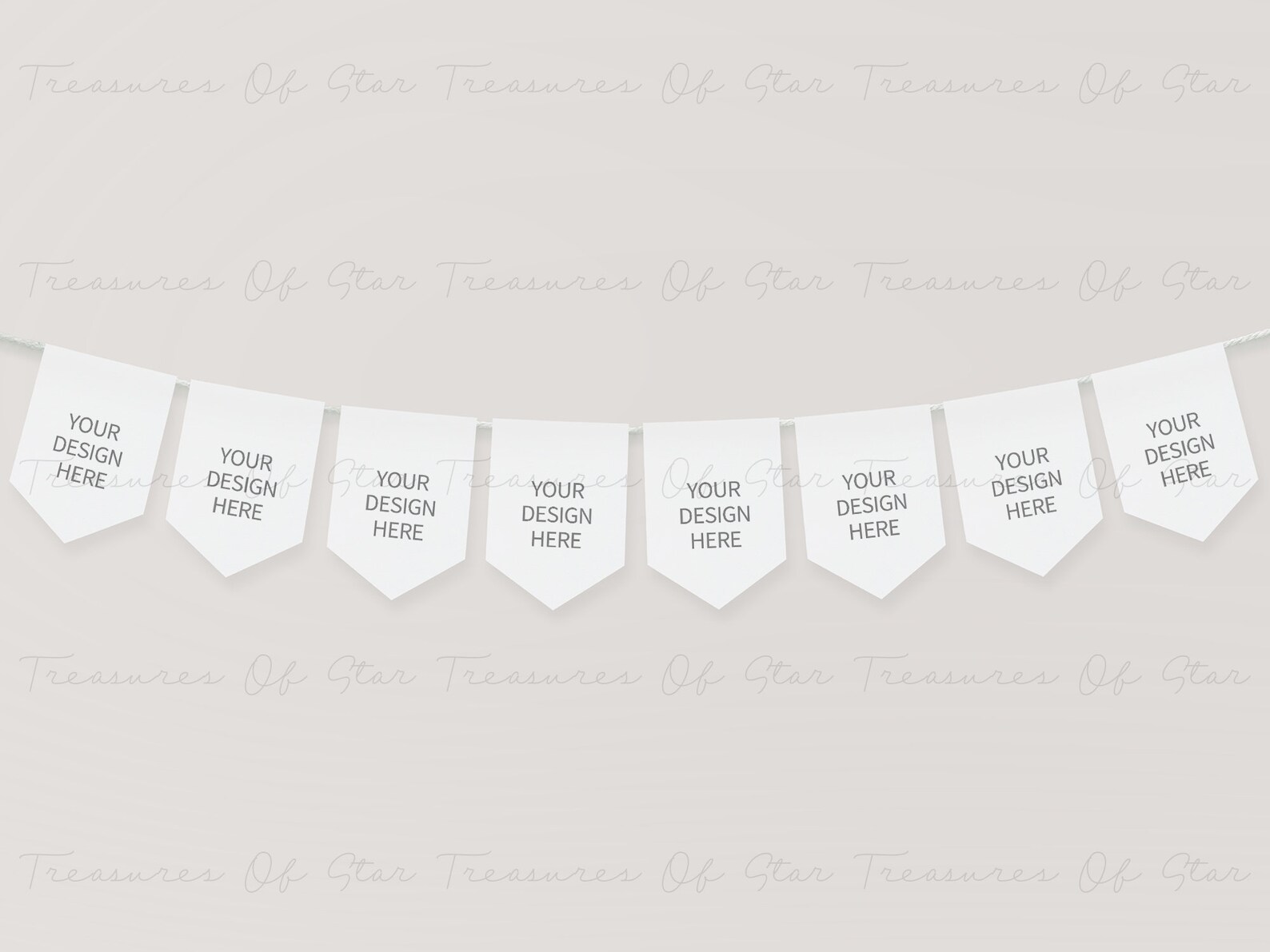 8 Flag Banner Mockup, Garland Mockup, Hanging Card Mockup, Bunting ...