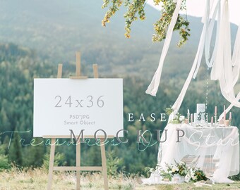 24x36 Sign Mockup, Wedding Sign Mockup, 36x24 Welcome Sign Mock ...