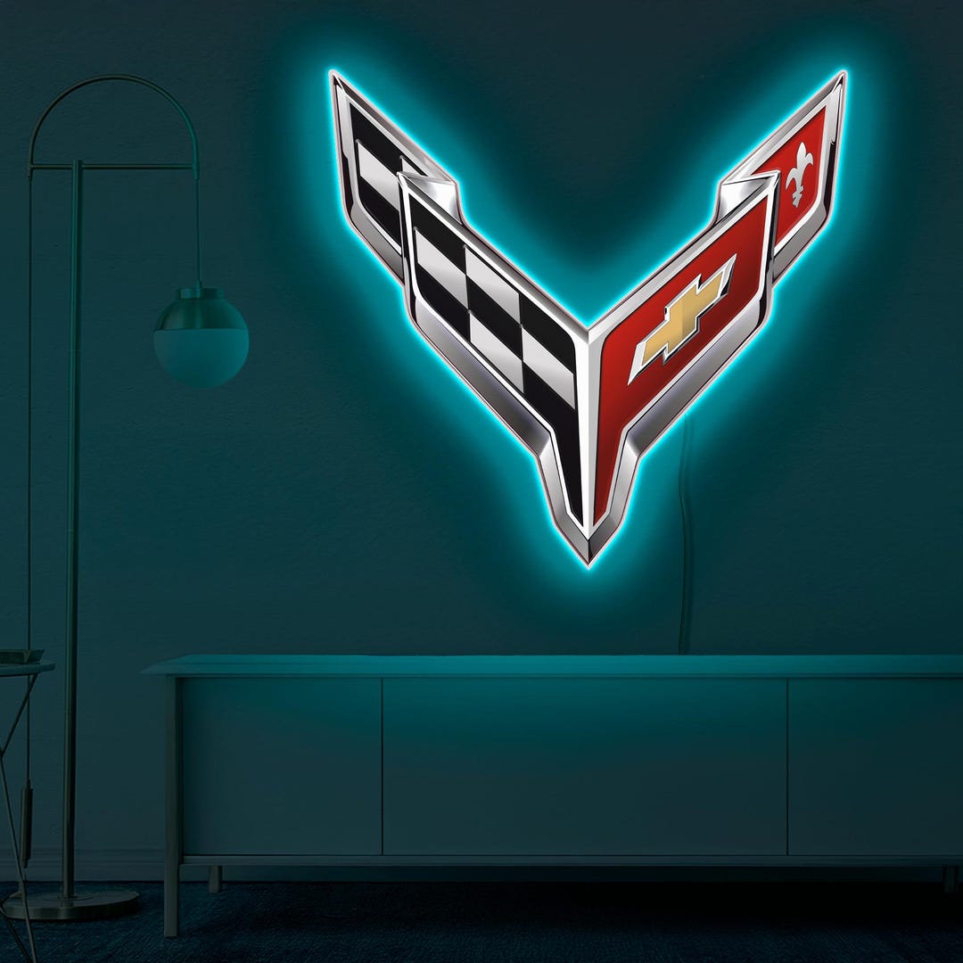 Corvette Neon Sign, Corvette C8 Logo Art, Chevrolet Corvette Sign ...