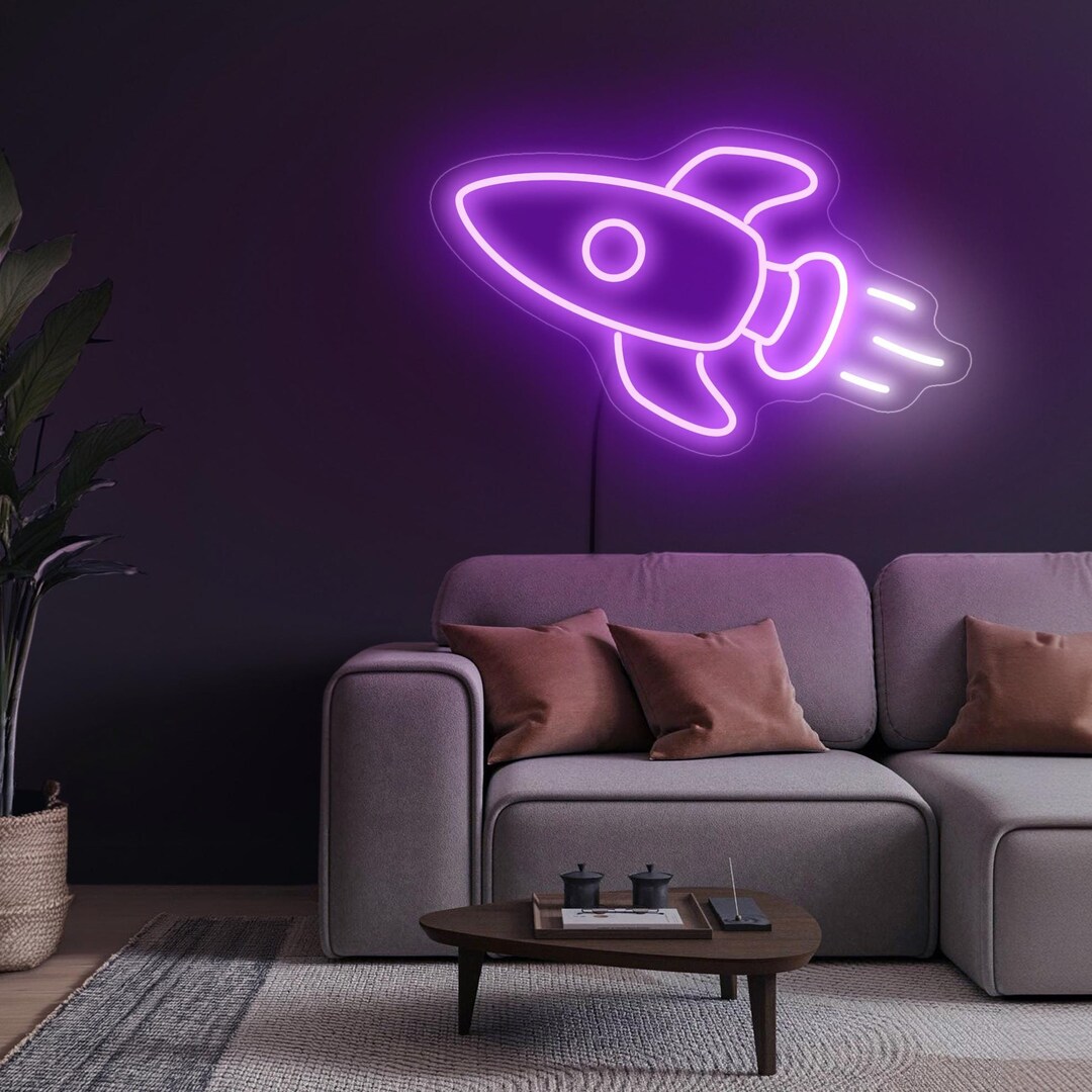 Rocket Neon Sign, Rocket Led Sign, Spaceship Neon Sign, Rocket Lamp ...