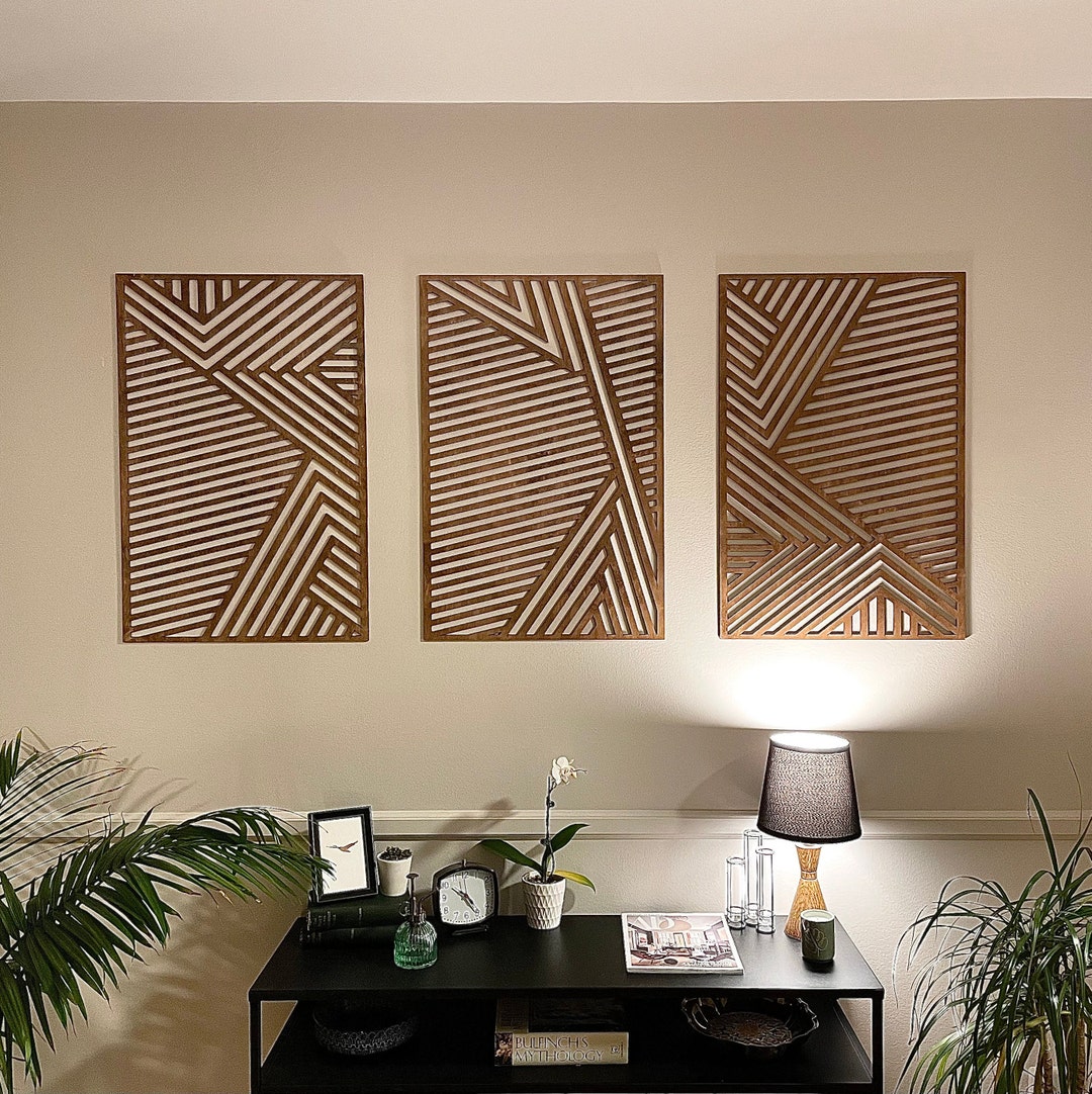 Wooden Wall Panels, Native Wood Wall Art, Geometric Wood Wall Art Set ...