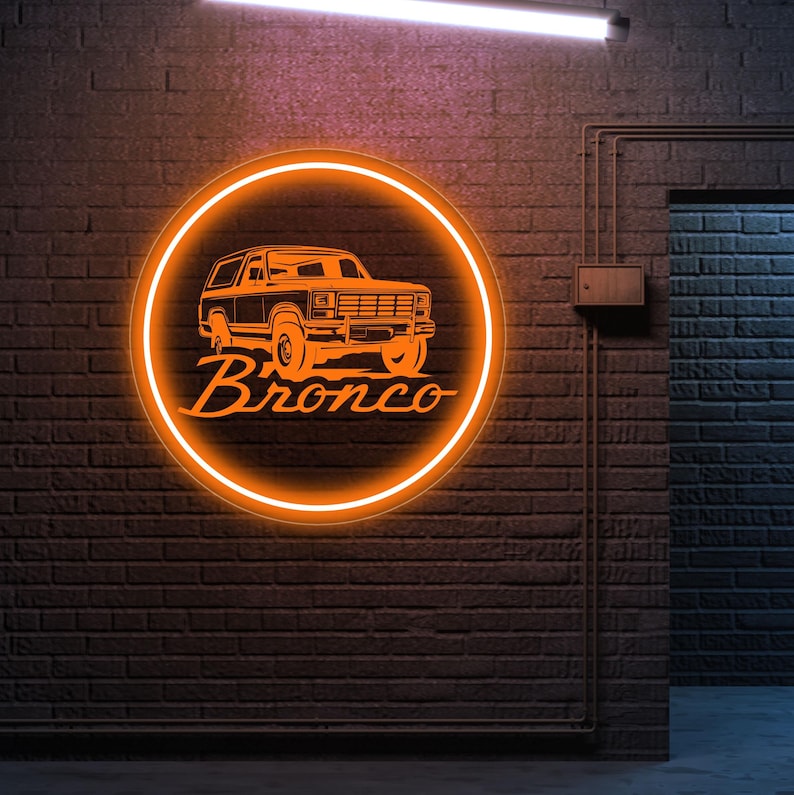 Bronco Neon Sign, Bronco Truck Logo, Bronco Led Sign, Bronco Light ...
