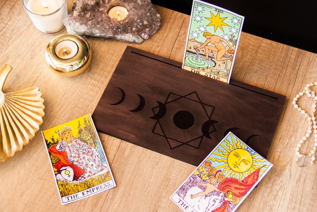 Wooden Tarot Card Holder, Wood Oracle Card Stand, Oracle Card Display ...