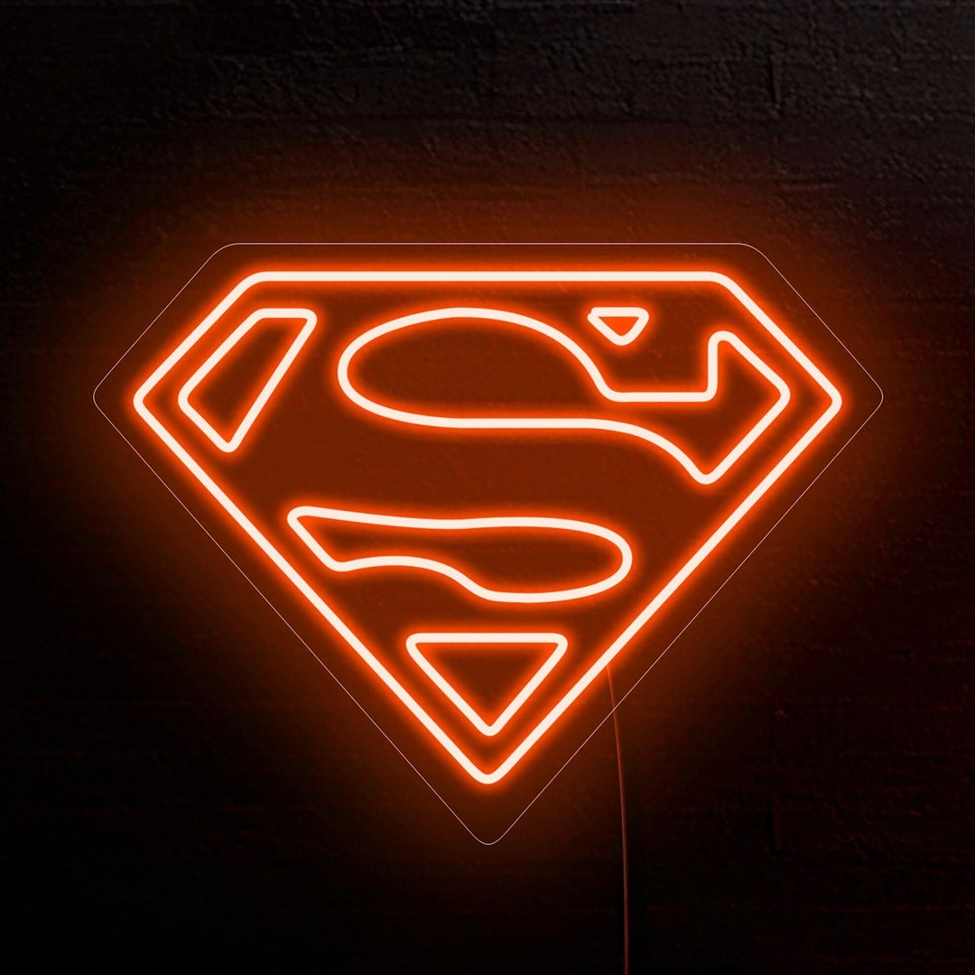 Superman Neon Sign, Superman Logo Sign, Superhero Neon Sign, Superman ...