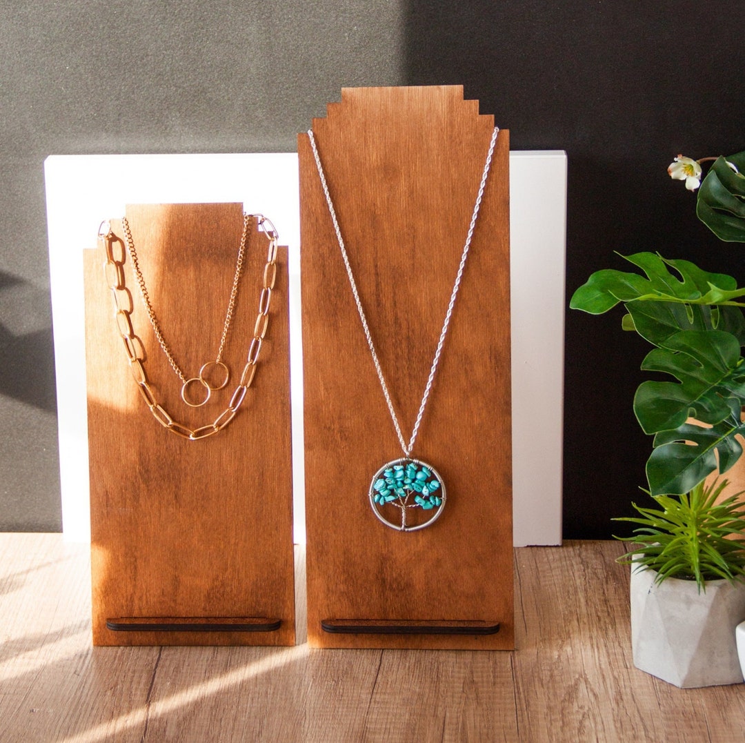 Rustic Necklace Display, Wooden Necklace Stand, Necklace Display Rack ...