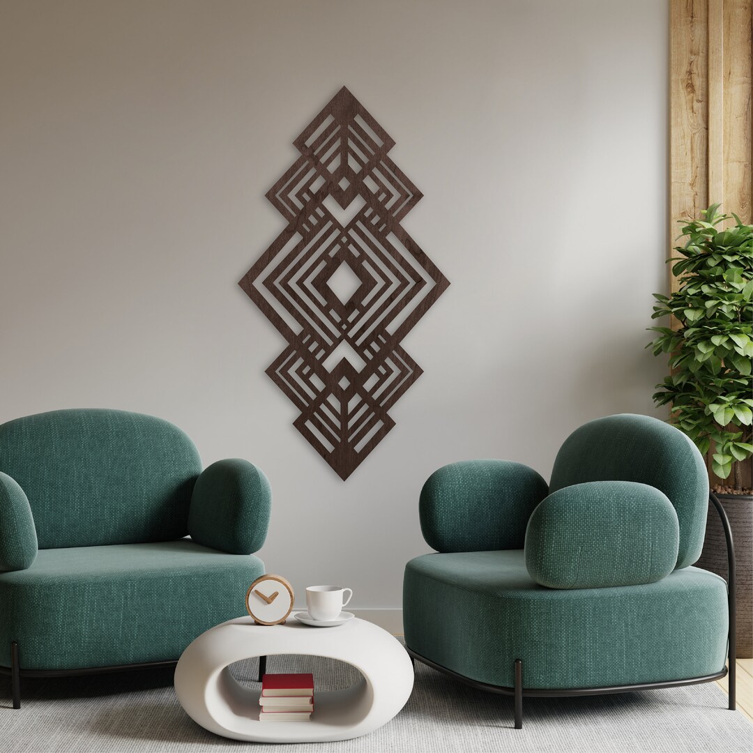 Diamonds Wall Art Wood, Geometric Wood Wall Art Modern, Aztec Wall ...