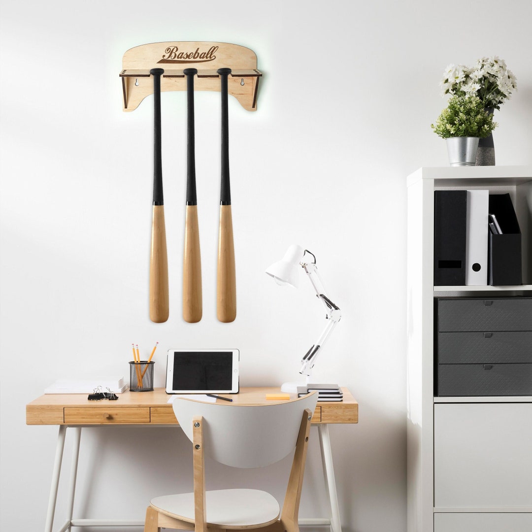 Baseball Bat Wall Mount, Baseball Bat Holder Vertical, Baseball Bat ...