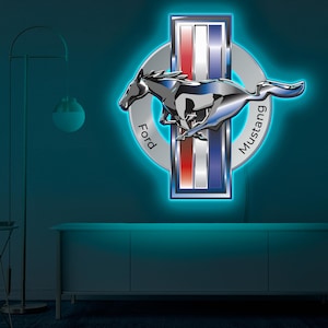 Ford Mustang Neon Sign, Ford Mustang Logo, Ford Mustang Led Sign ...