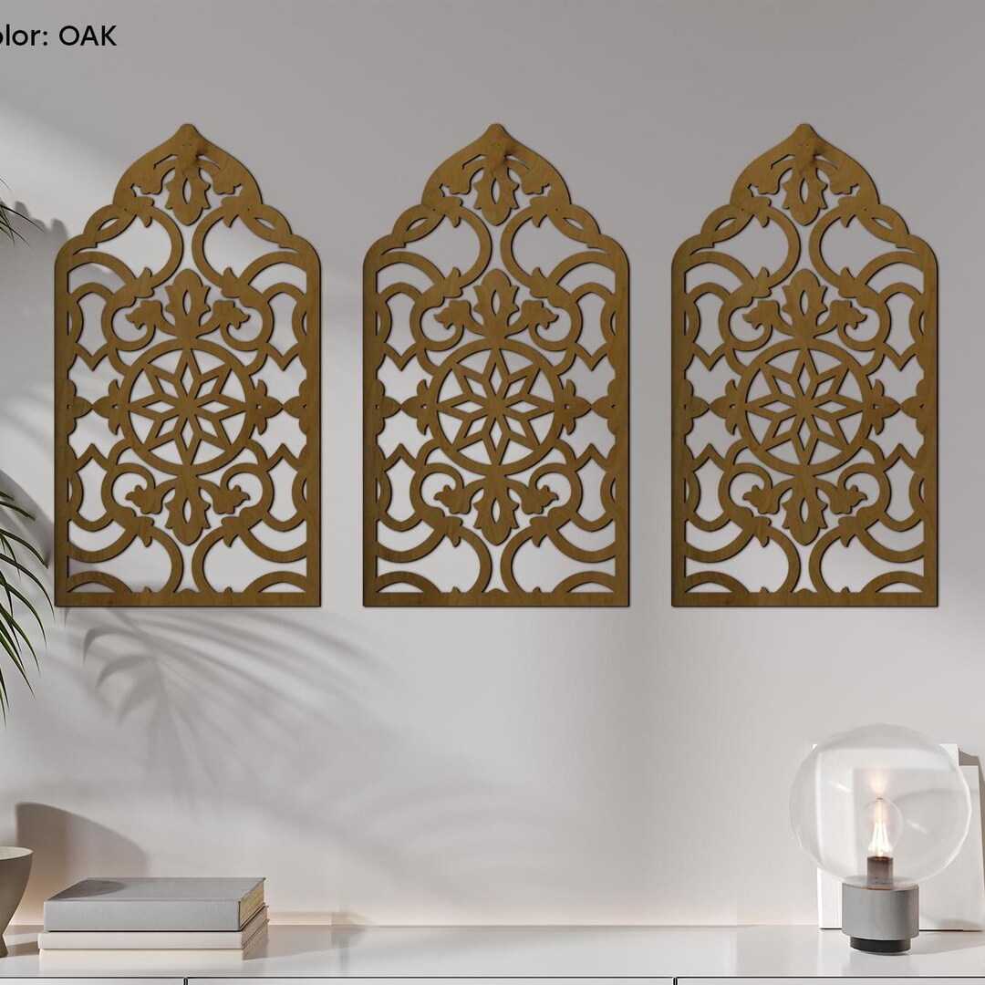 Moroccan Wood Panel, 3 Panel Wall Art, Lattice Panels, Decorative Wall ...