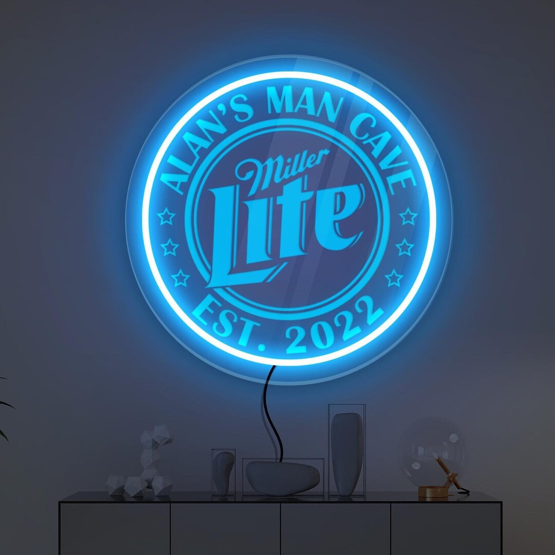 Miller Lite Light up Bar Sign, Miller Lite Neon Beer Sign, Custom ...