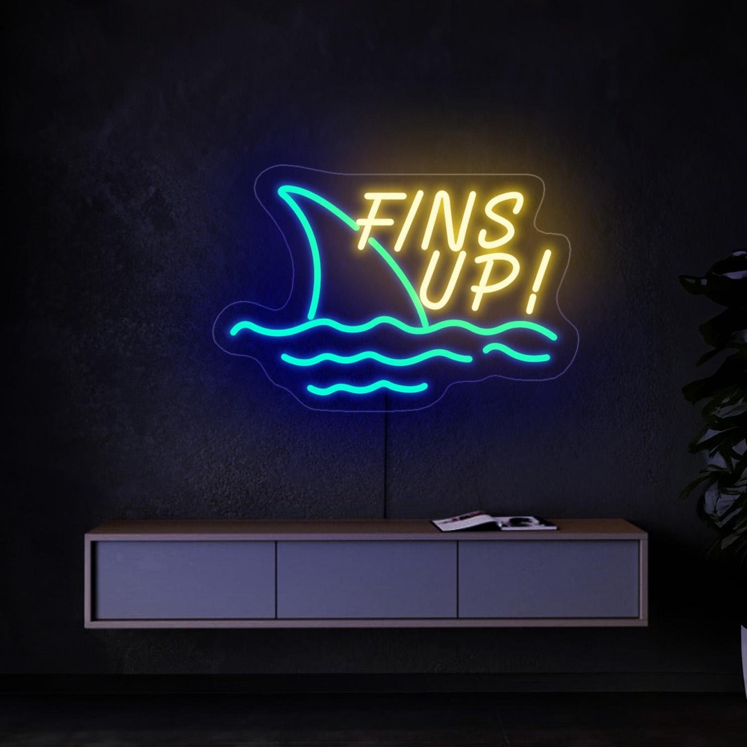 Fins up Neon Sign, Fins up Led Sign, Miami Dolphins Neon Sign, Fins up ...