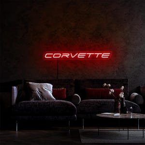 Corvette Neon Sign, Corvette Logo Lighted, Corvette Led Sign, Car Logo ...