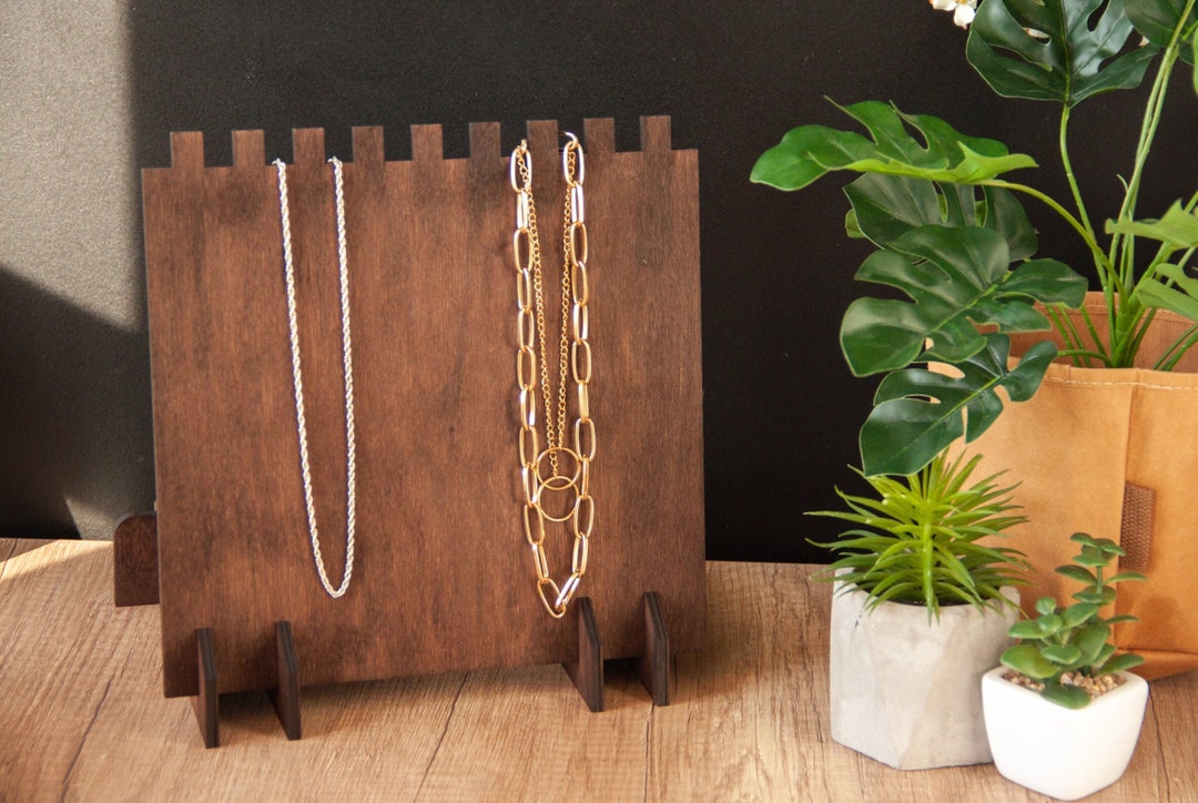 Wooden Necklace Stand, Wood Necklace Holder, Rustic Necklace Display ...