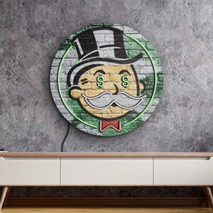 Monopoly Neon Sign, Monopoly Man Sign, Dollar Neon Sign, Game Room Neon ...