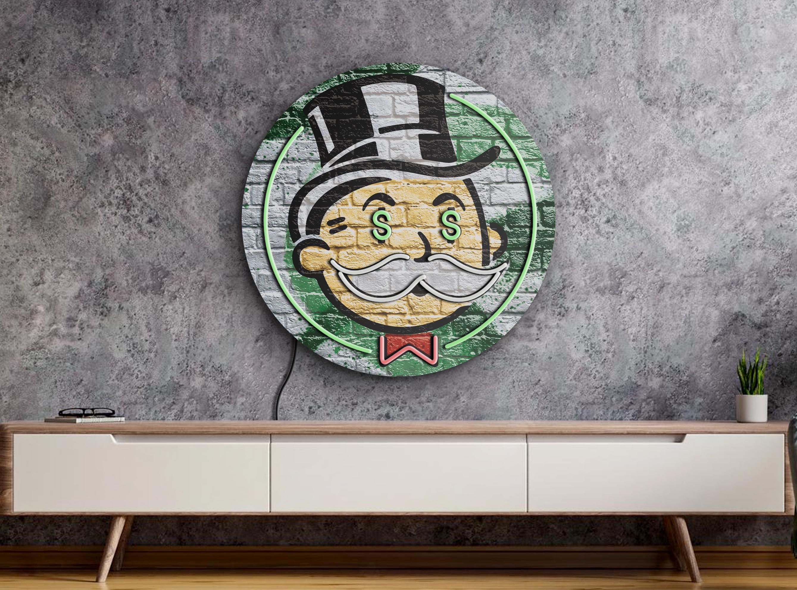 Monopoly Neon Sign, Monopoly Man Sign, Dollar Neon Sign, Game Room Neon ...