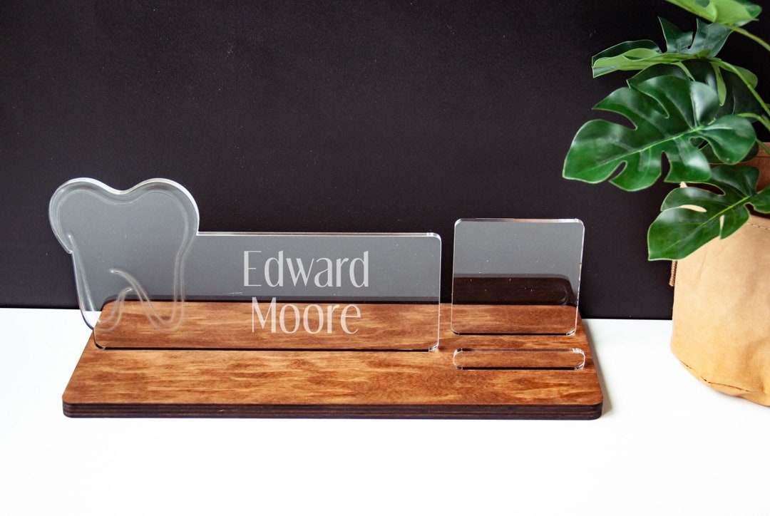 Dentist Desk Name Plate, Dentist Business Card Holder, Dental Surgeon ...