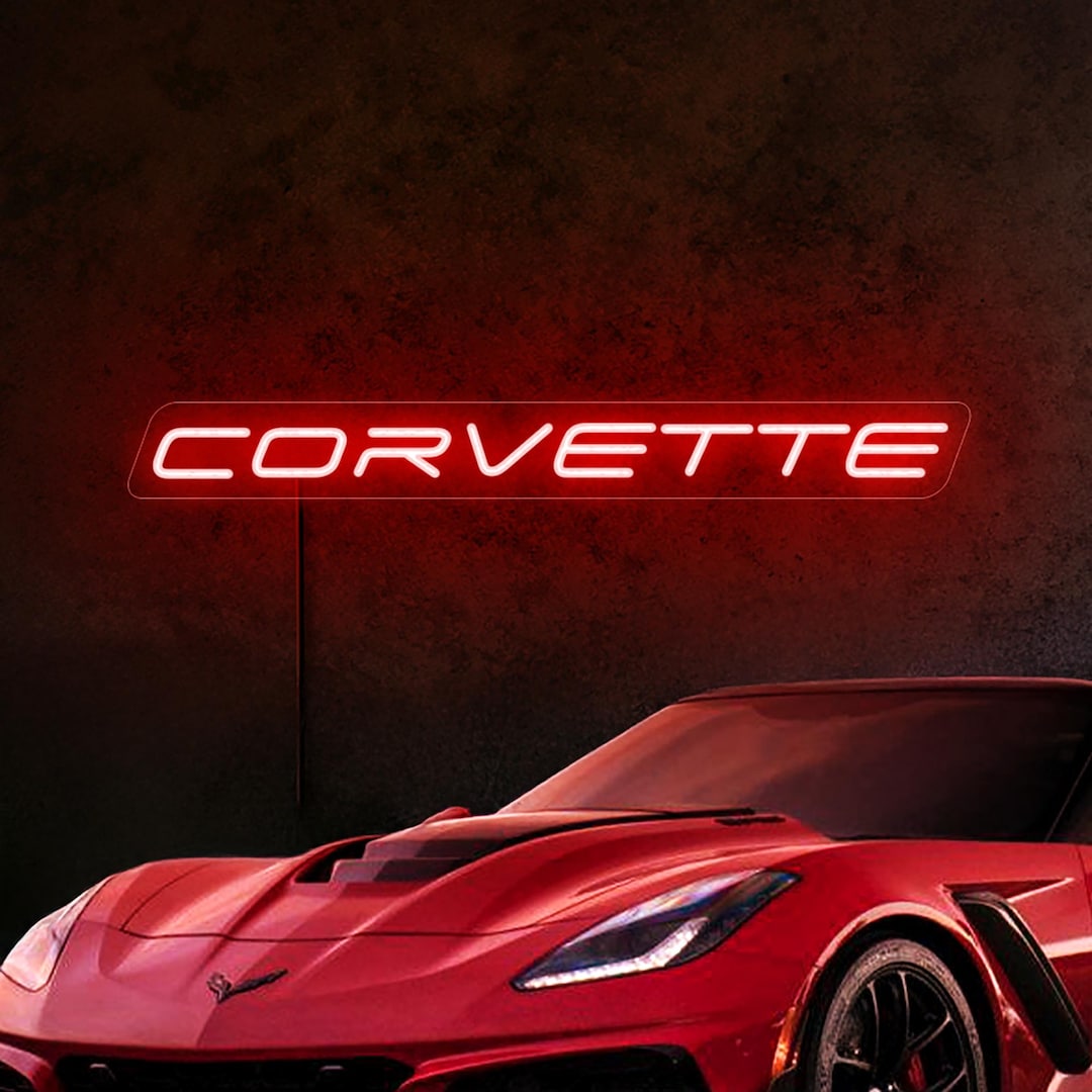 Corvette Neon Sign, Corvette Logo Lighted, Corvette Led Sign, Car Logo ...