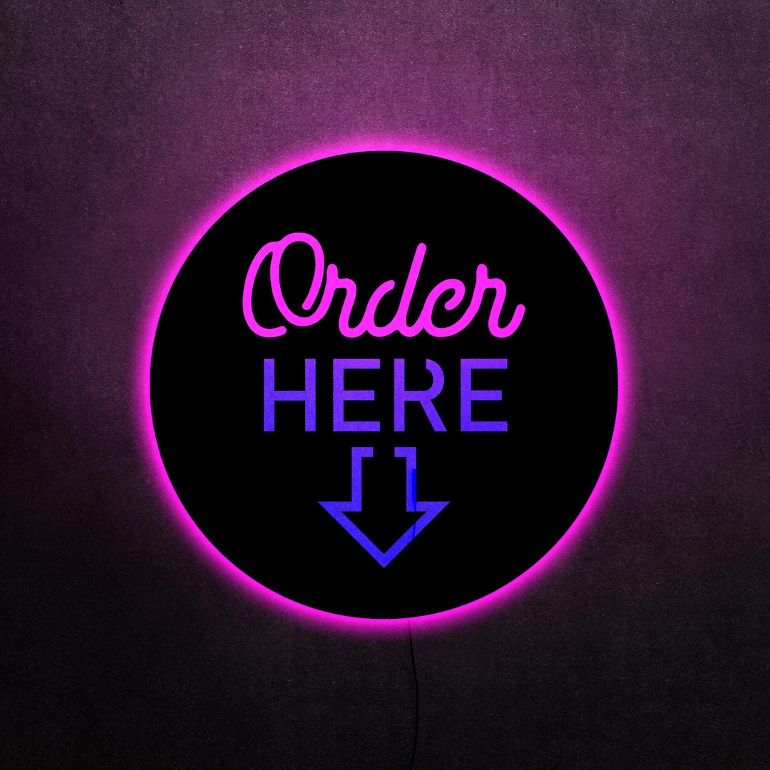 Order Here Neon Sign, Order Here Led Sign, Order Here Arrow, Cafe Neon ...