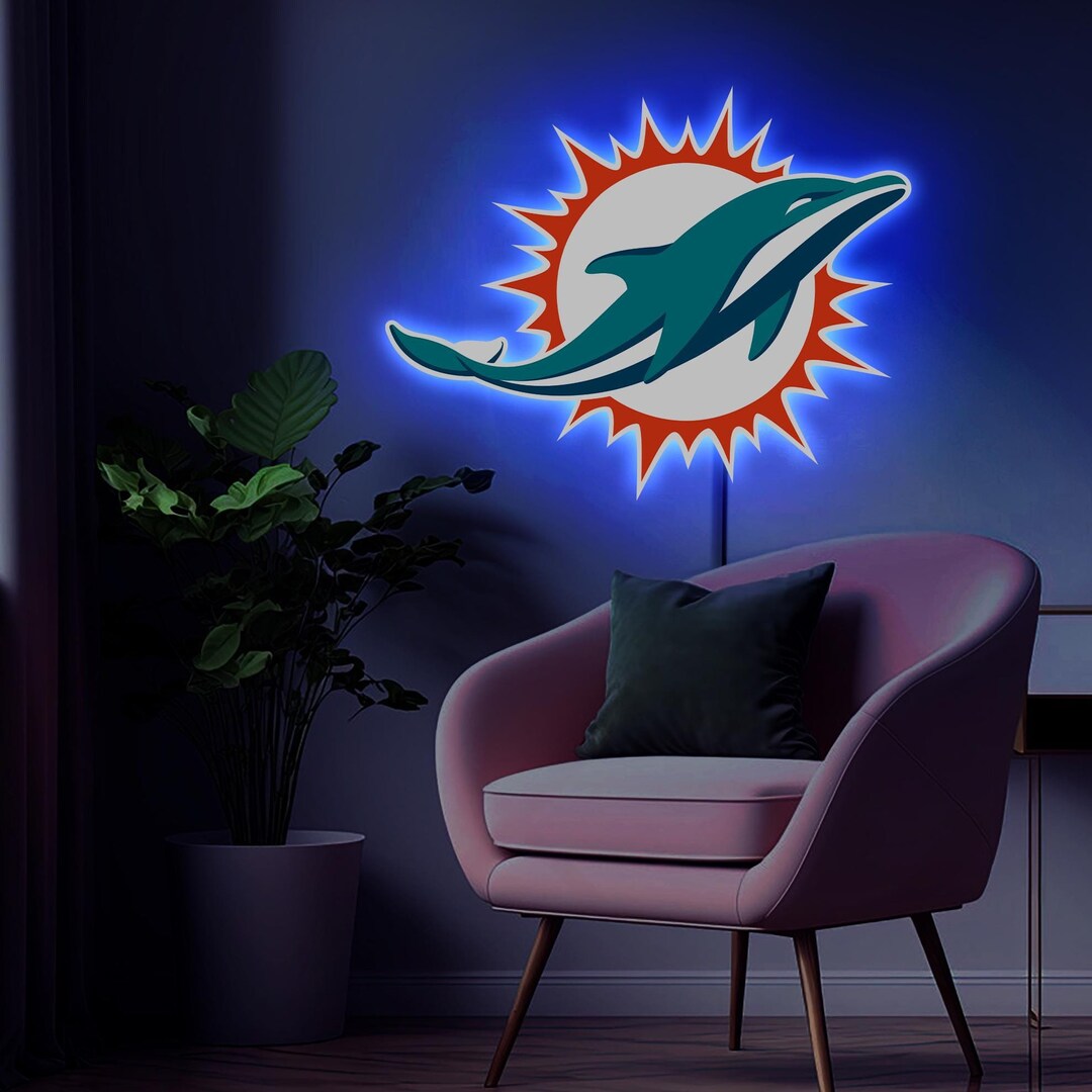 Miami Dolphins Led Sign, Miami Dolphins Logo, Dolphins Neon Sign, Miami ...