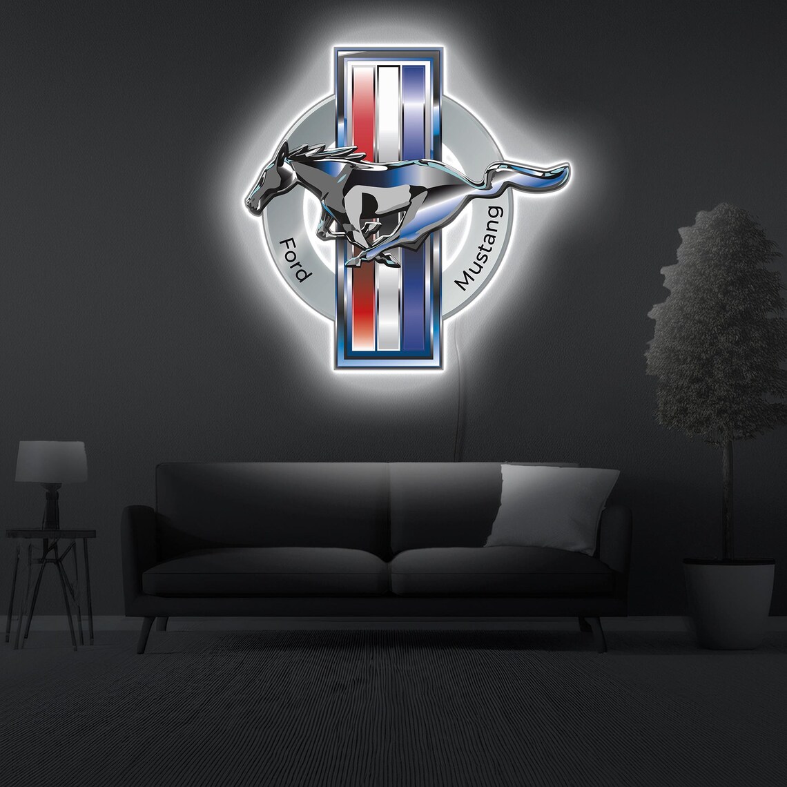 Mustang Neon Sign, Mustang Logo, Mustang Led Sign, Garage Neon Sign ...
