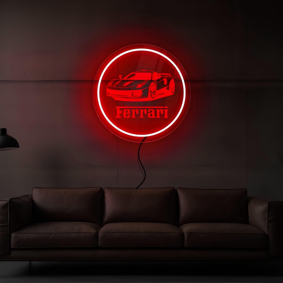 Ferrari Neon Sign, Ferrari Garage Wall Hanging, Ferrari Garage Light ...