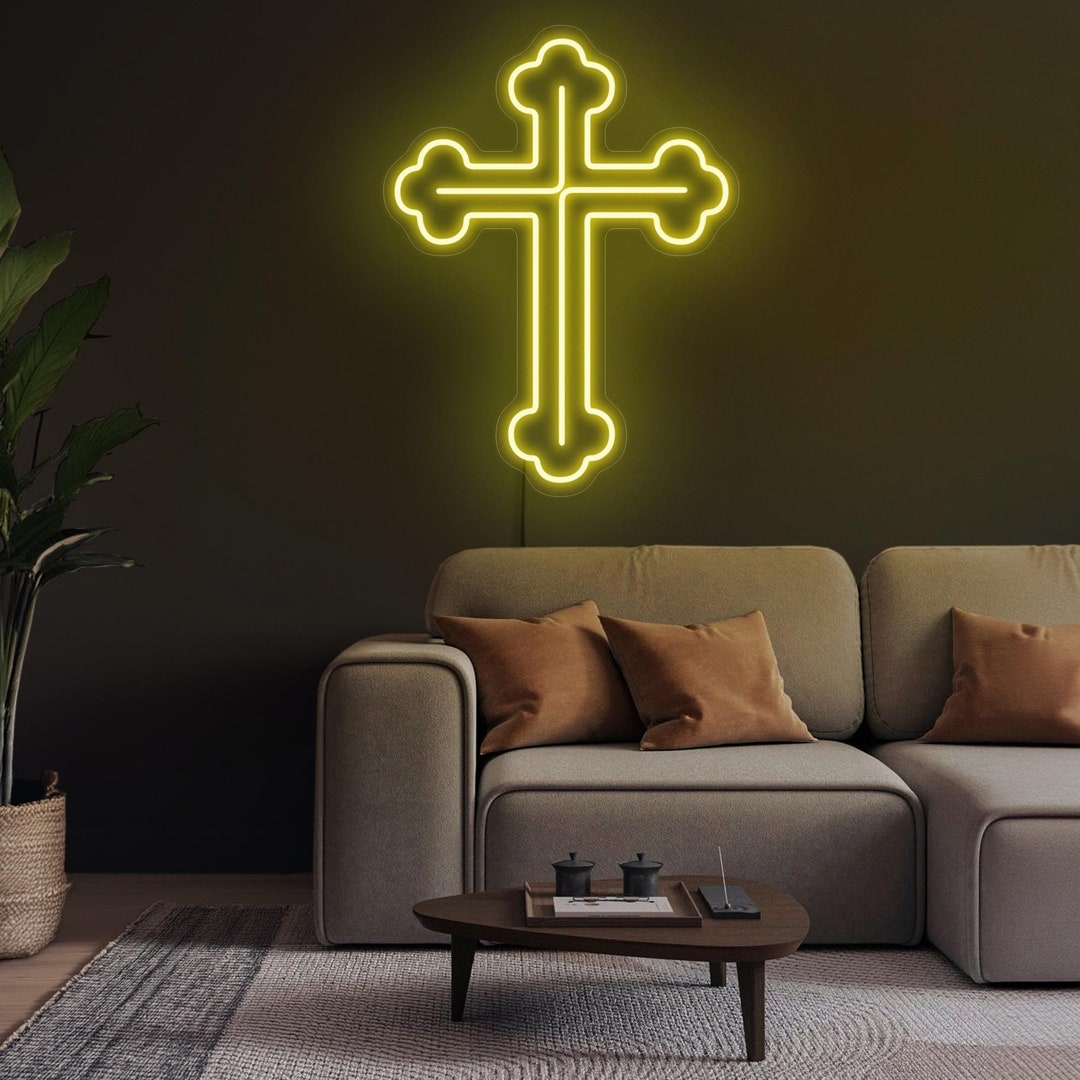 Cross Neon Sign, Gothic Cross Led Sign, Christian Neon Sign, Jesus Neon ...